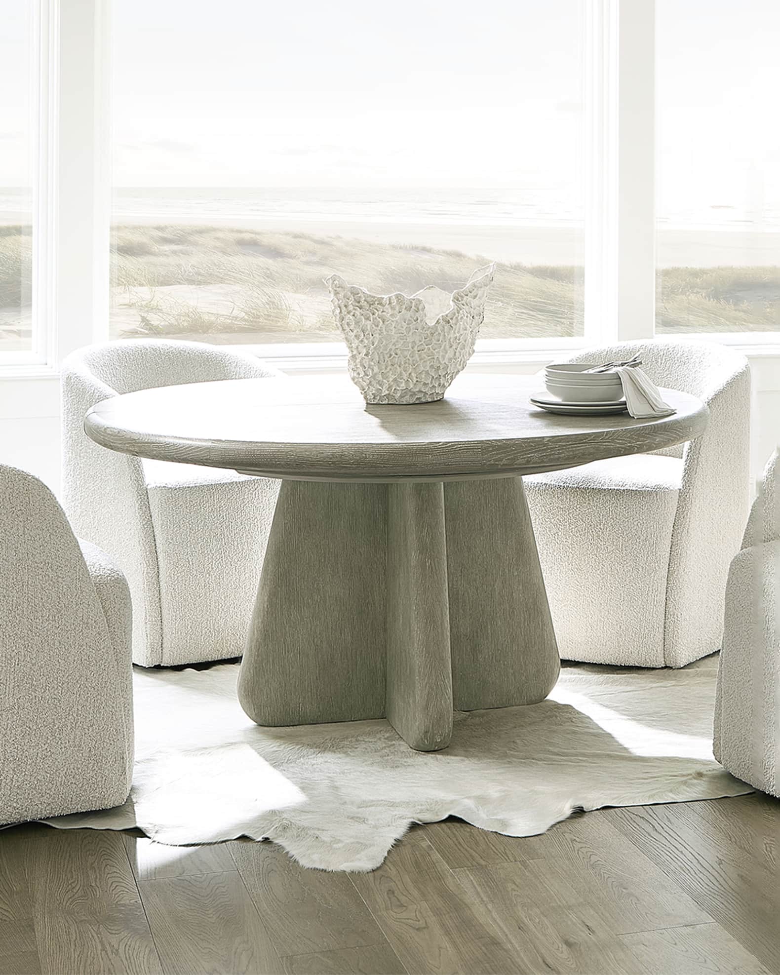 Bernhardt Arcadia 60" Round Dining Table with Leaf | Neiman Marcus