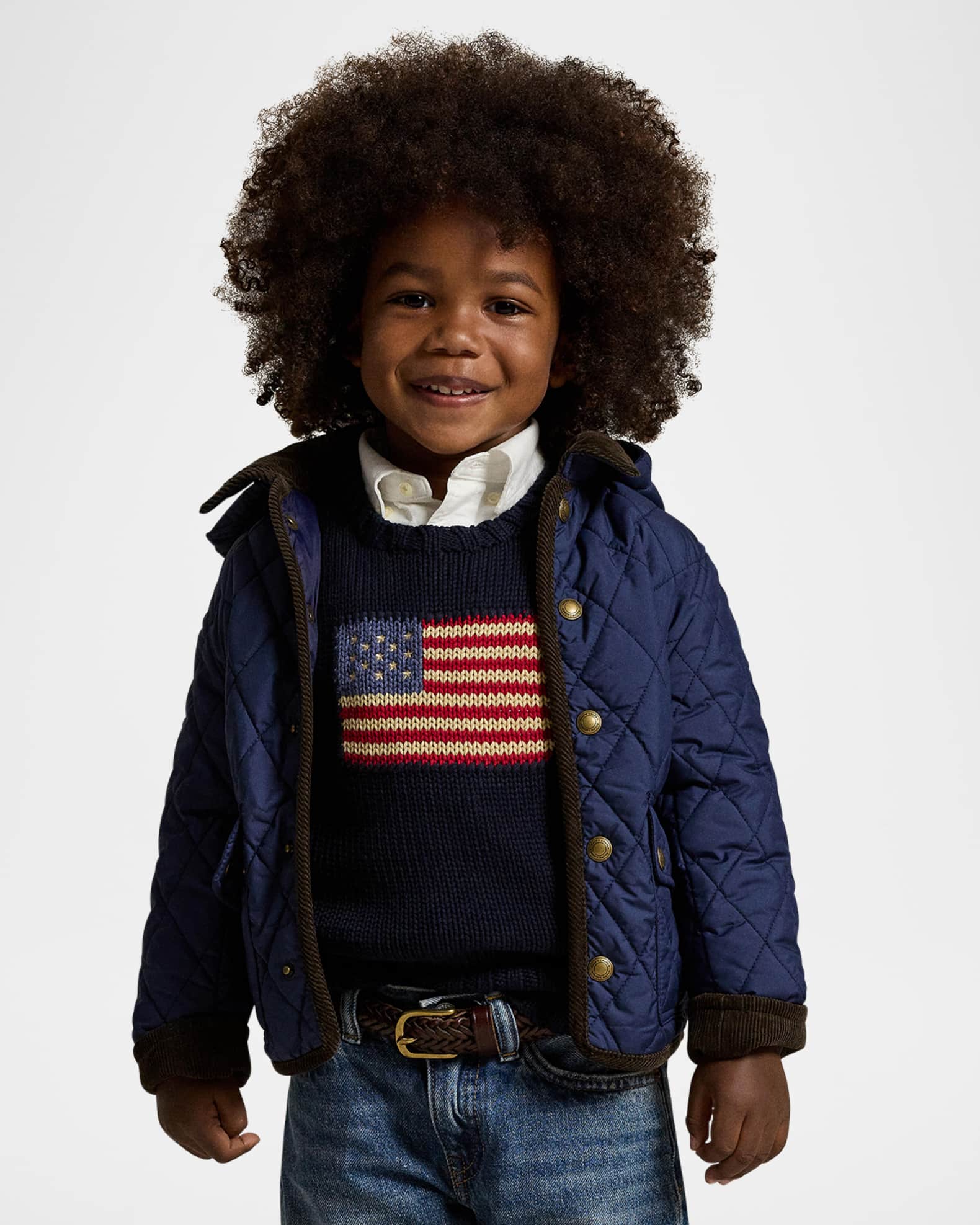 Ralph Lauren Childrenswear Boy's Matte Quilted Collared Jacket, Size 2 ...