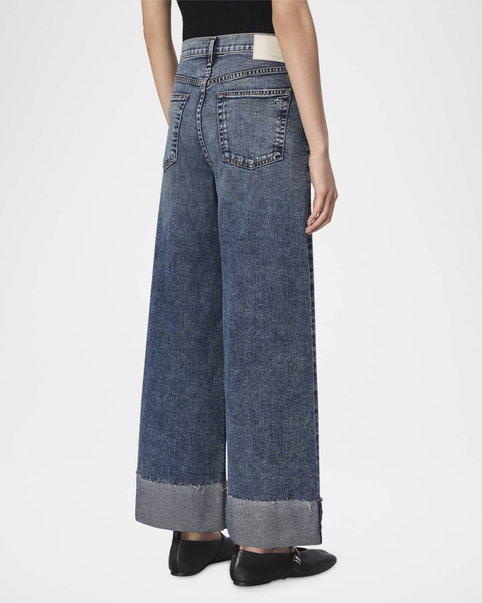 Rag & Bone Sofie Wide-Leg Cuffed Jeans | Neiman Marcus