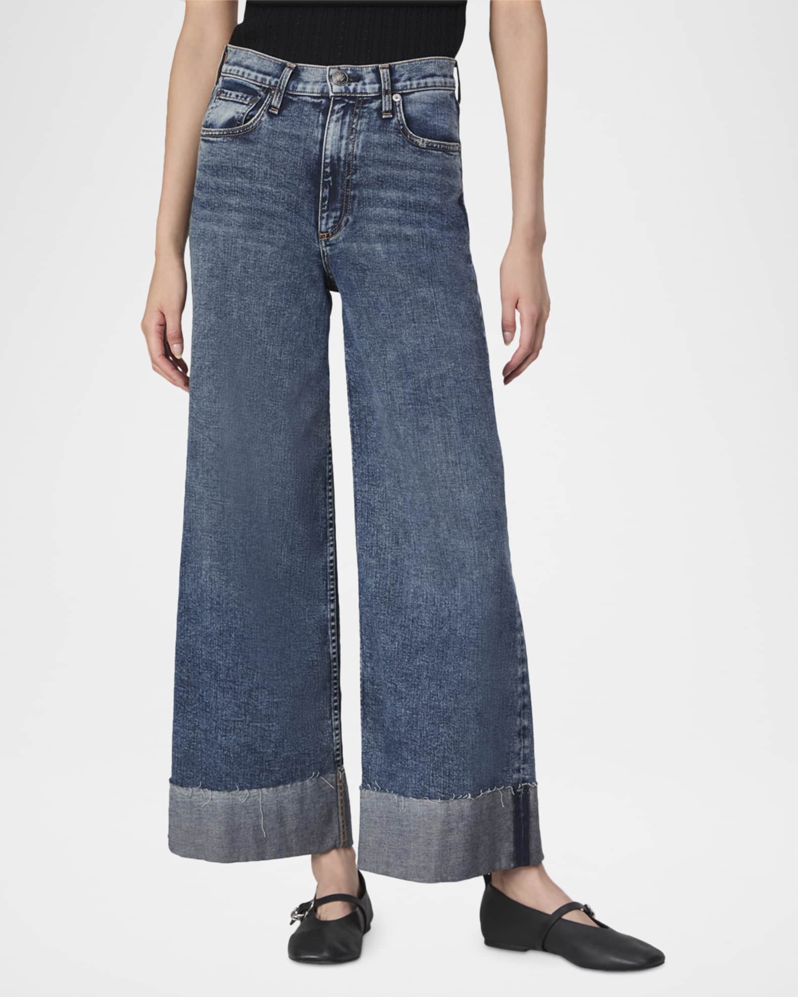 Rag & Bone Sofie Wide-Leg Cuffed Jeans | Neiman Marcus