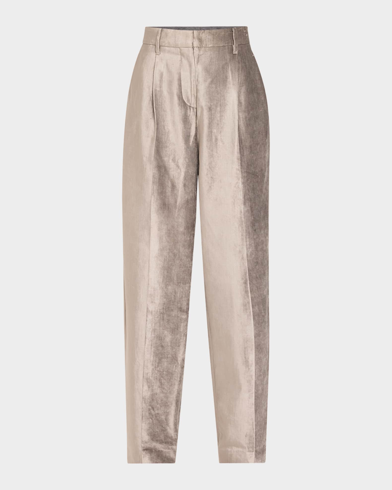 Brunello Cucinelli Sleek Velvet Loose Straight Pants | Neiman Marcus