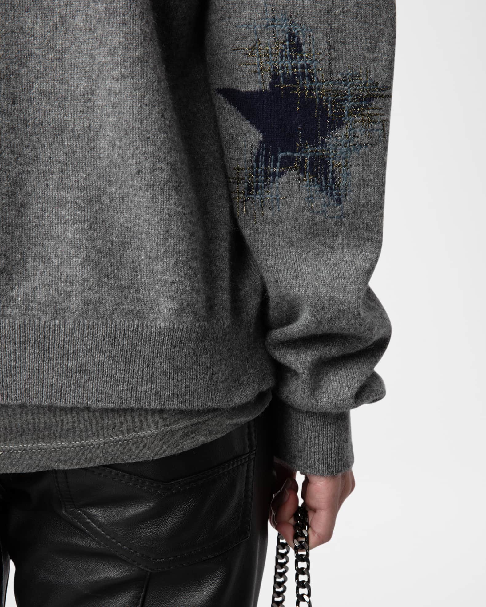 Zadig & Voltaire Jemmy Elbow-Patch Cashmere Cardigan | Neiman Marcus