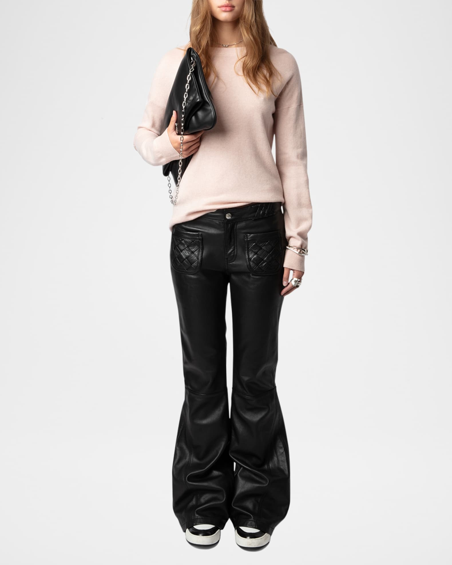 Zadig & Voltaire Cici Elbow-Patch Cashmere Sweater | Neiman Marcus