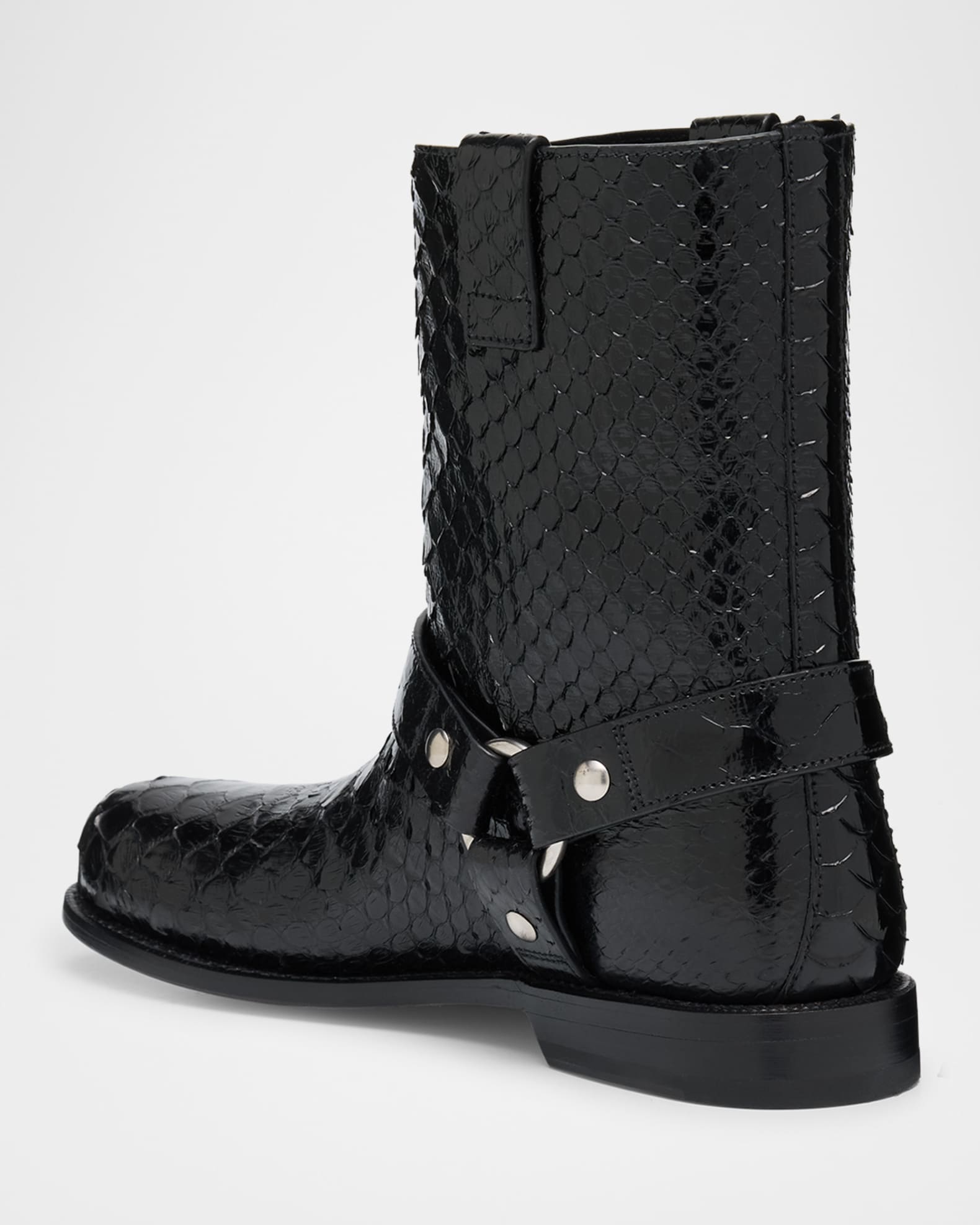 Loewe Campo Python Harness Biker Booties | Neiman Marcus