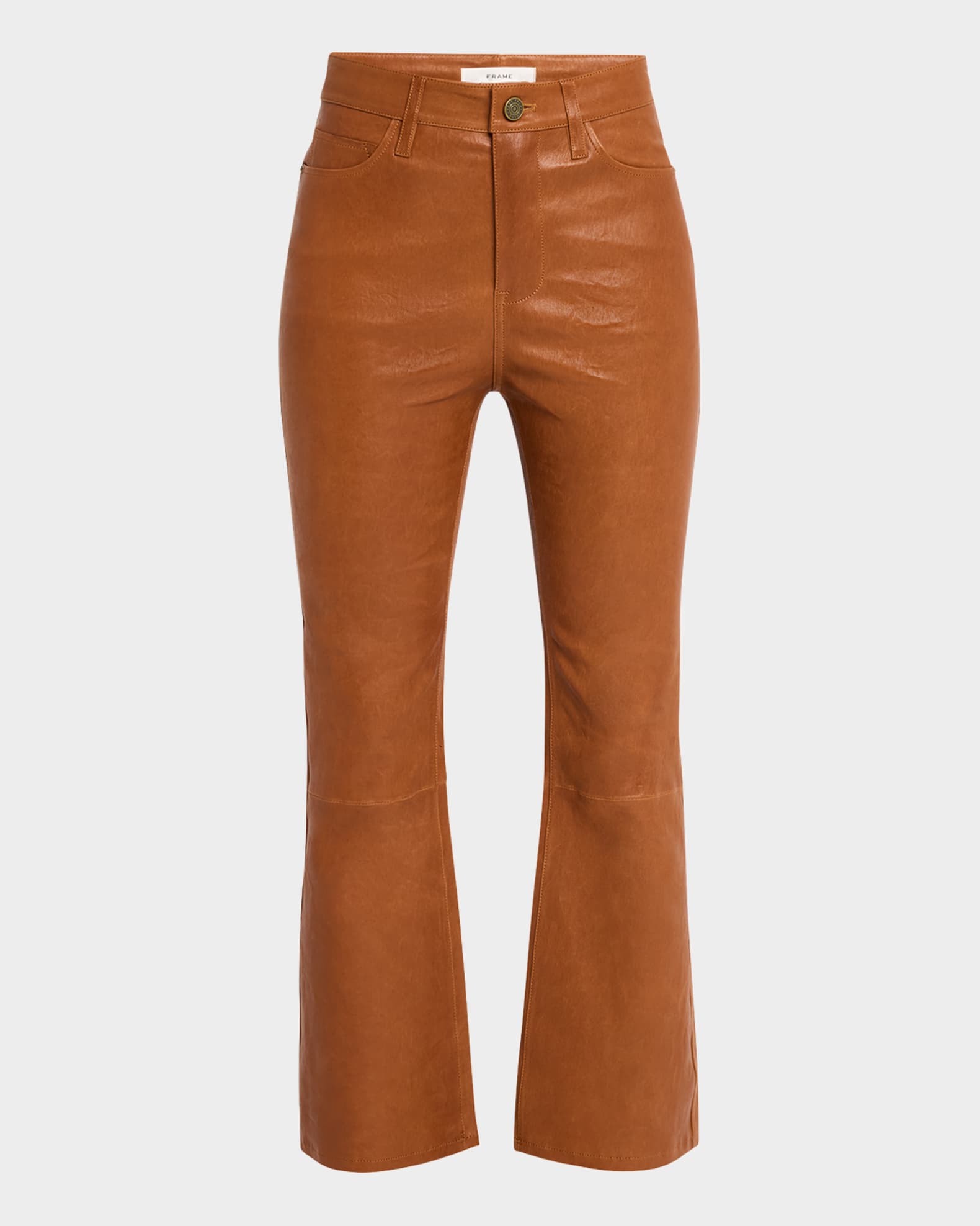 FRAME Le Crop Mini Boot Leather Pants | Neiman Marcus