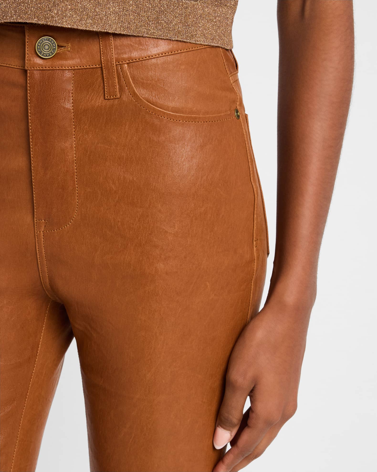 FRAME Le Crop Mini Boot Leather Pants | Neiman Marcus