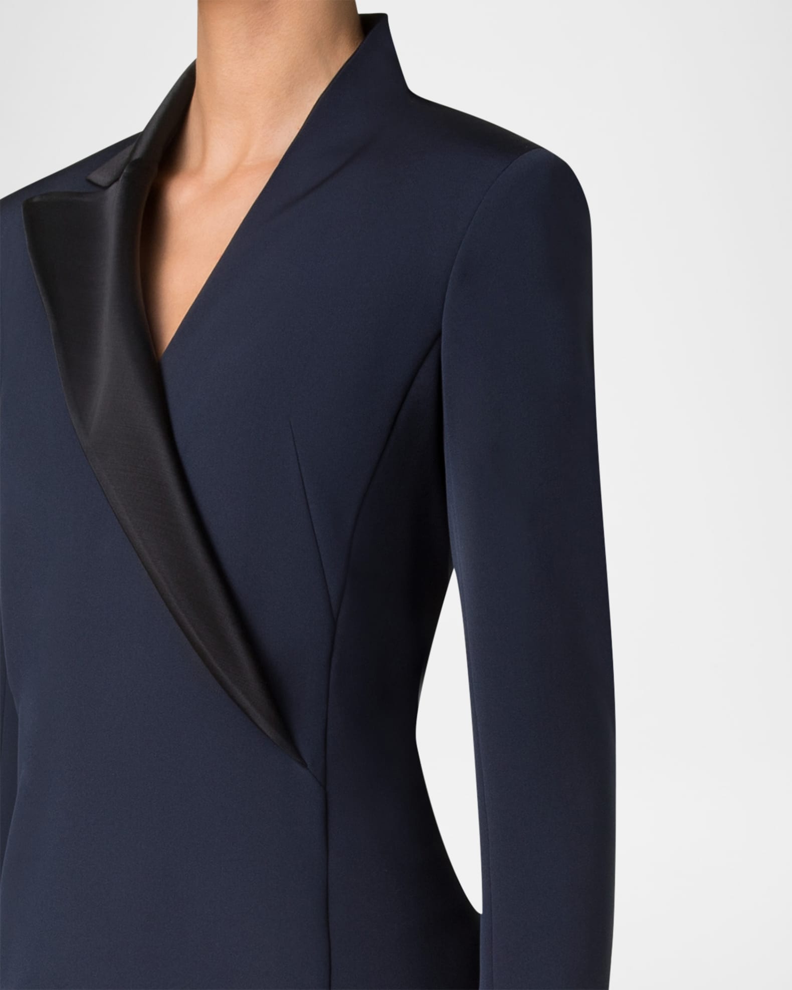 Akris Long-Sleeve Tuxedo Dress | Neiman Marcus