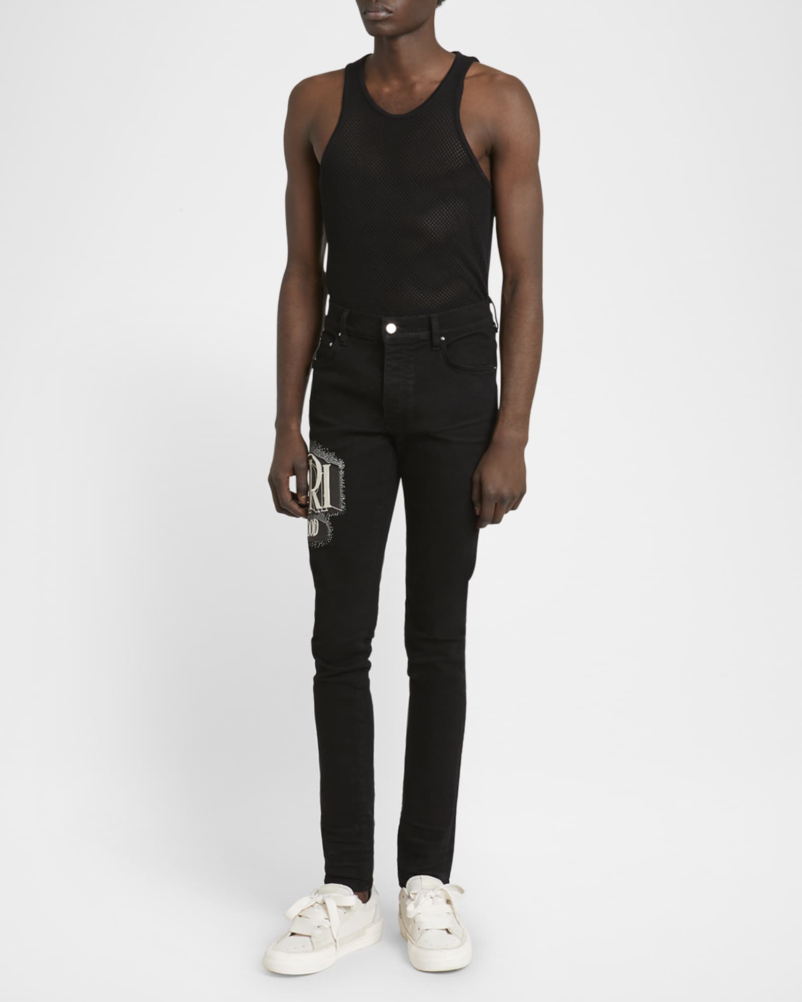 Amiri Men's Crystal-Embellished Skinny Jeans | Neiman Marcus
