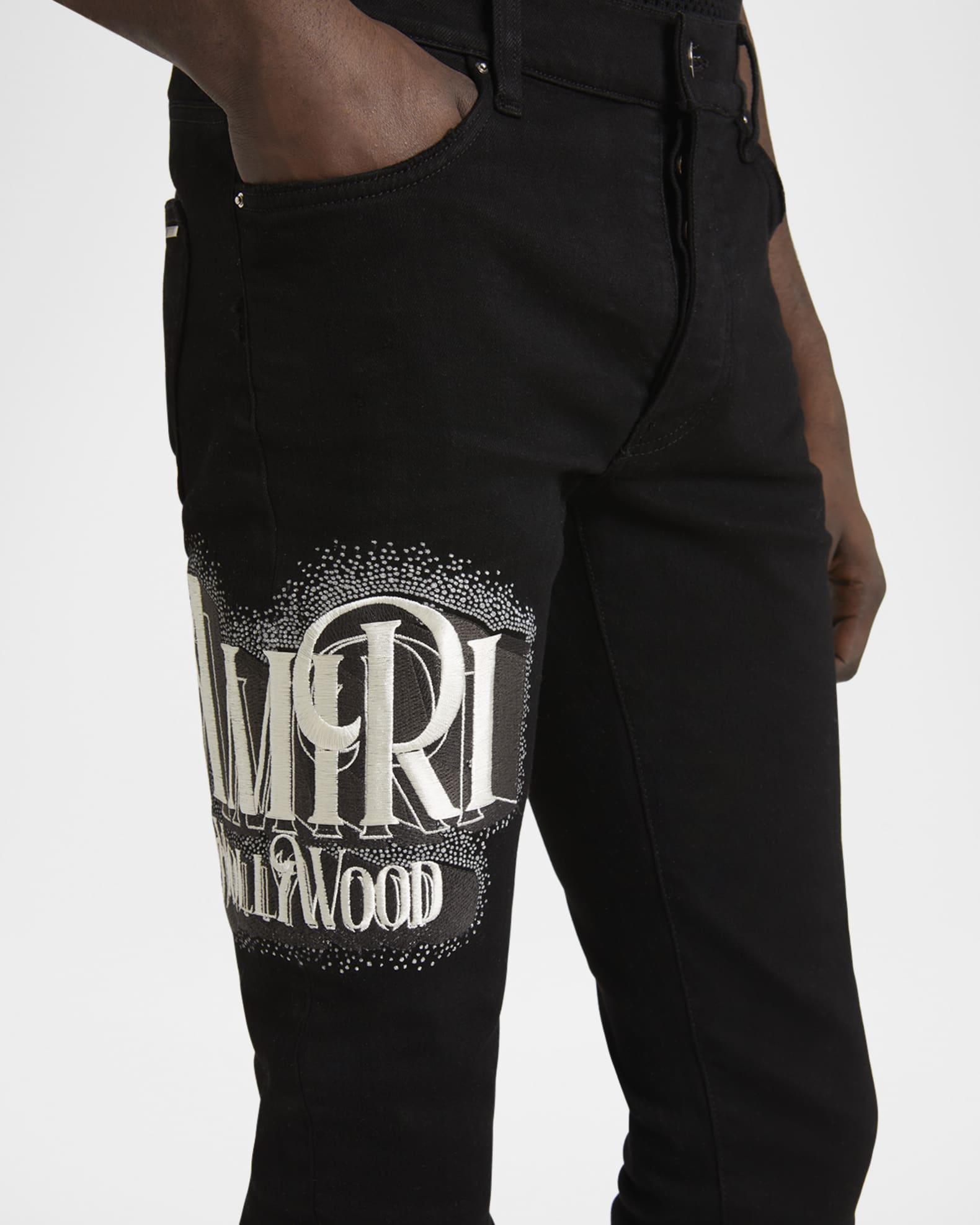 Amiri Men's Crystal-Embellished Skinny Jeans | Neiman Marcus