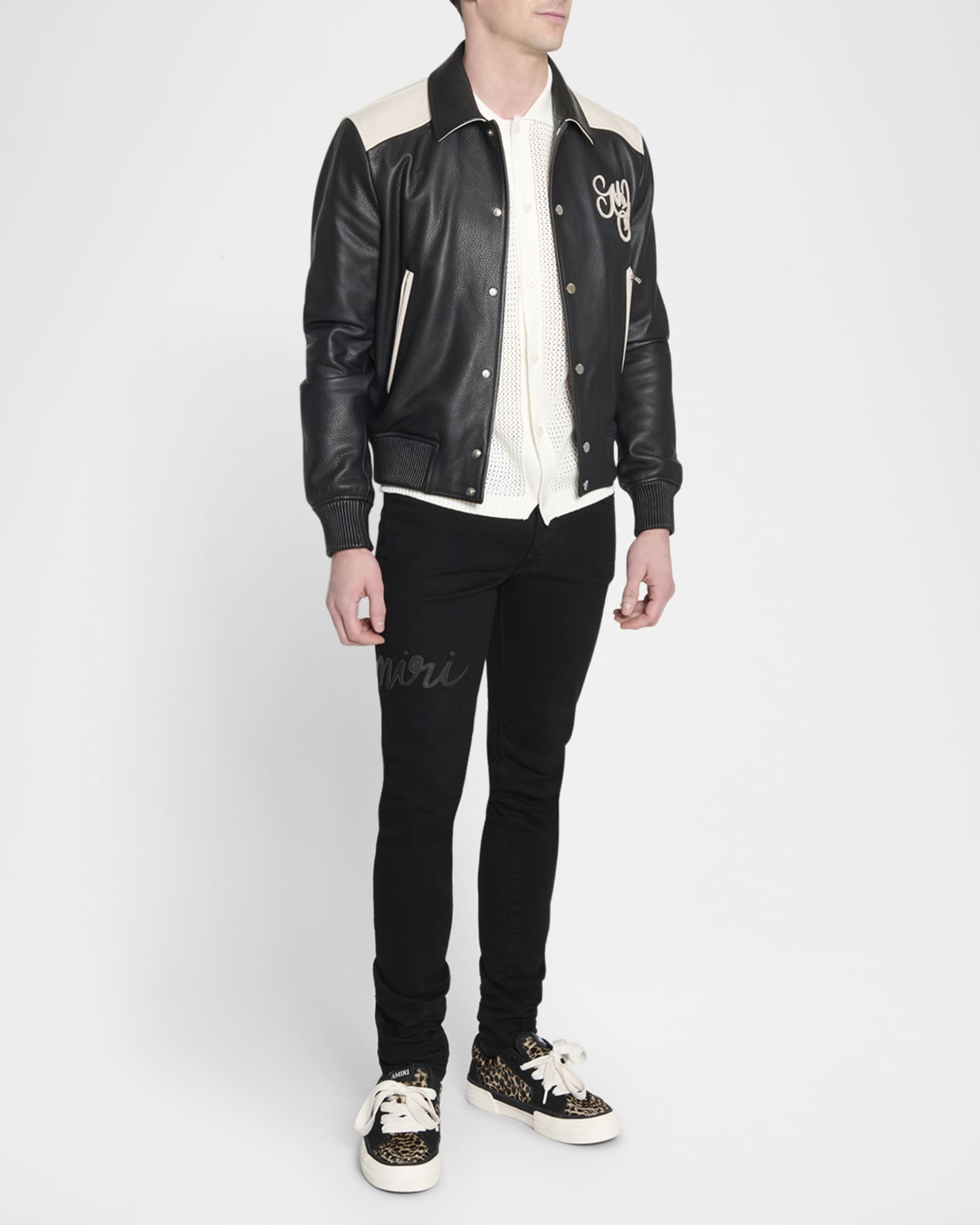 Amiri Men's MA Swirl Leather Jacket | Neiman Marcus