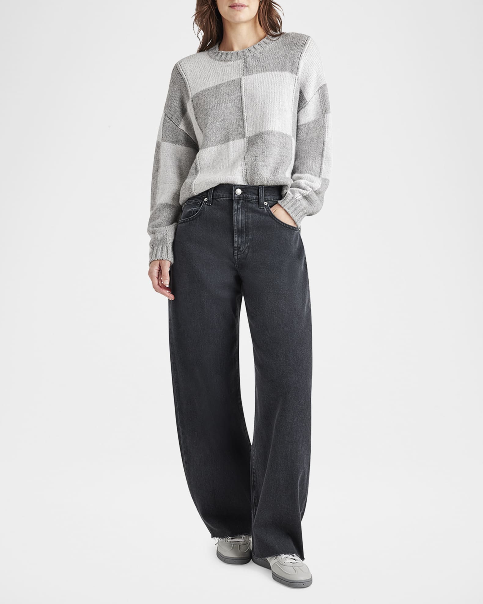 Splendid Kit Colorblock Checkerboard Sweater | Neiman Marcus
