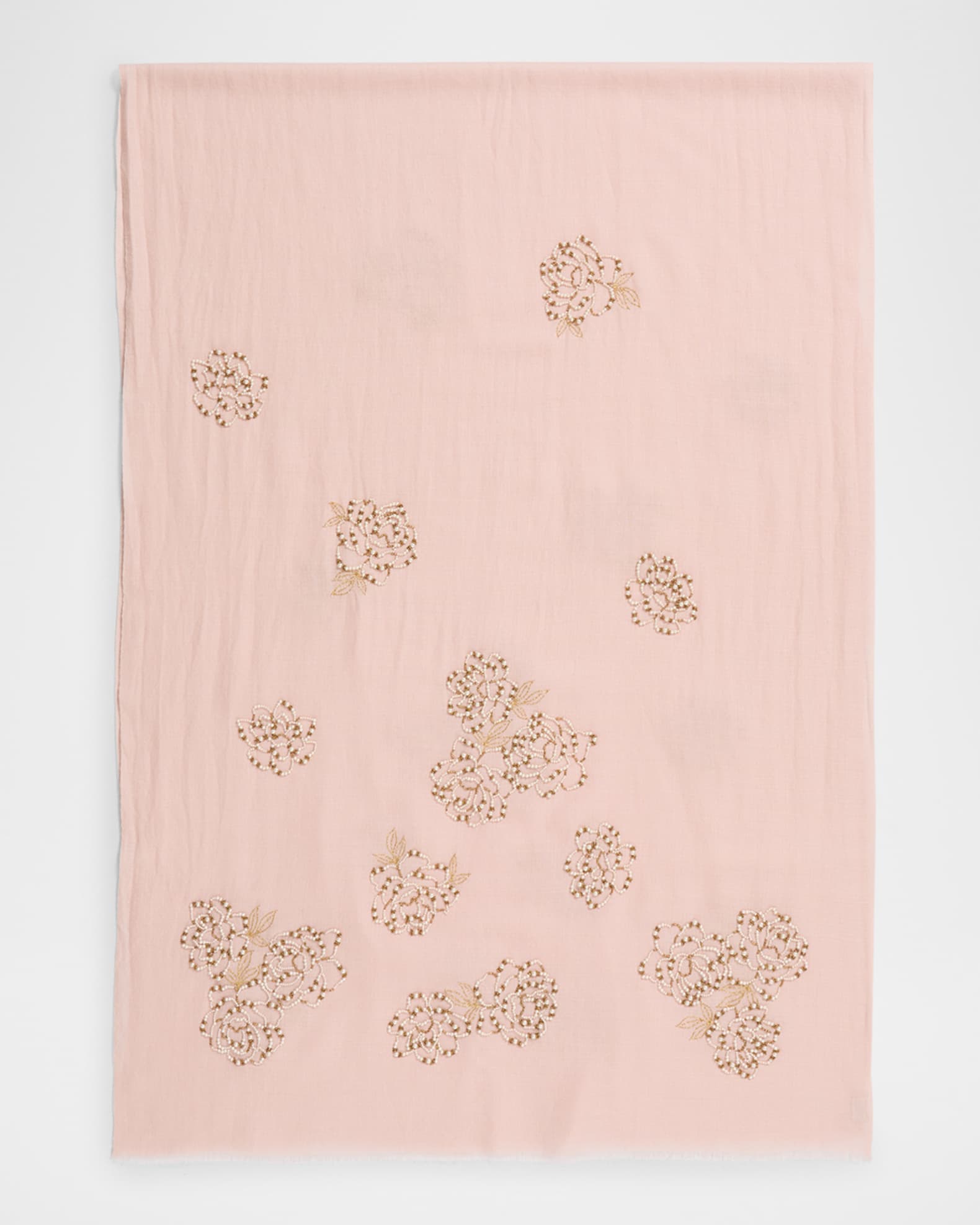 Janavi India Merino Wool Floral Beaded Scarf | Neiman Marcus