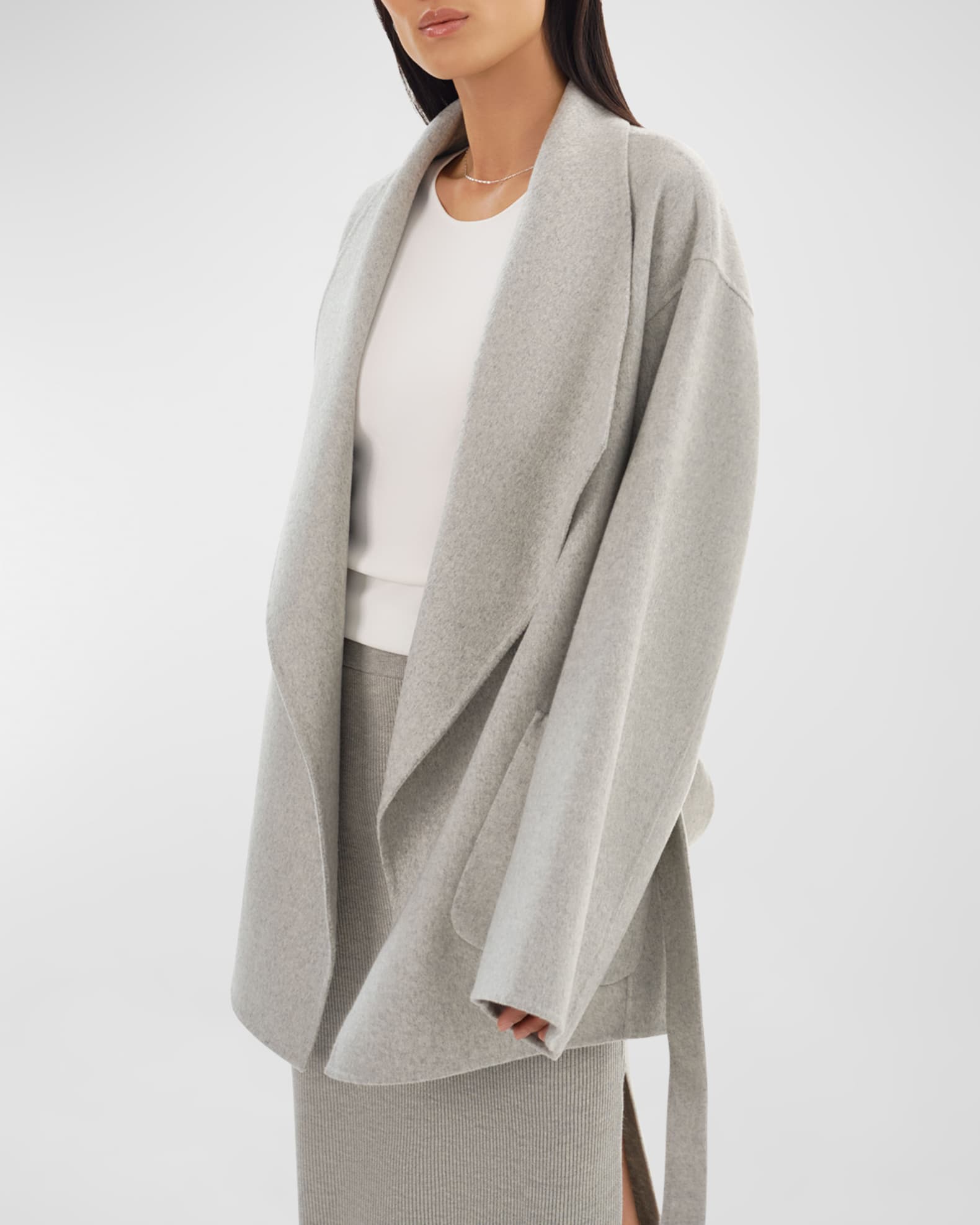 LaMarque Mekia Belted Double-Face Wool Oversized Wrap Coat | Neiman Marcus