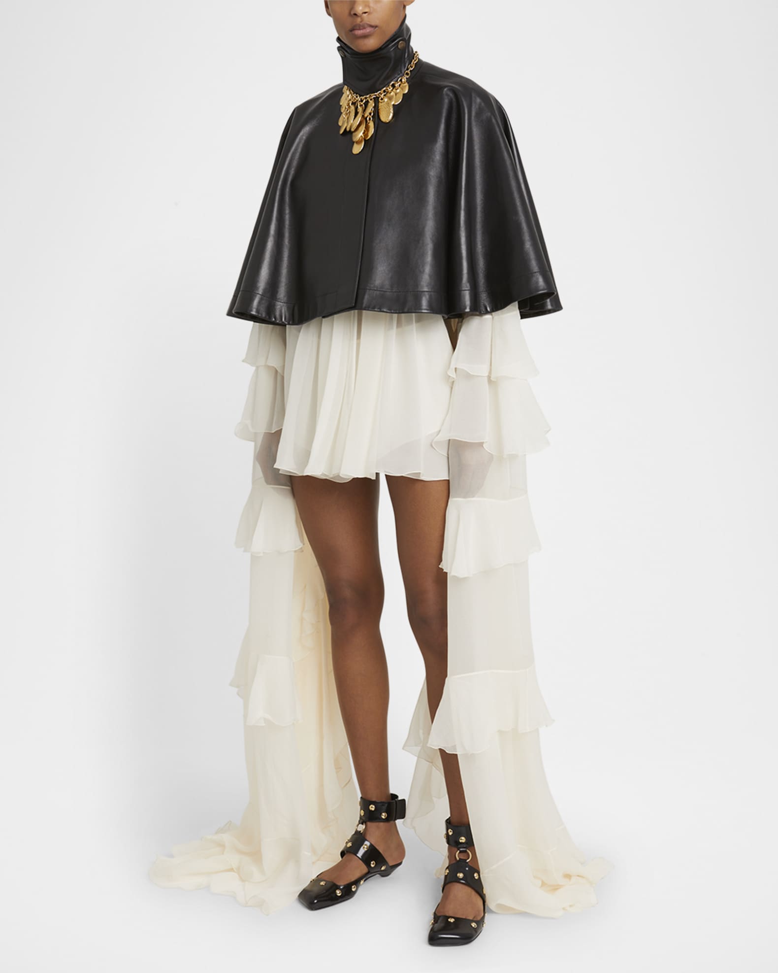 Chloe Soft Napa Leather Capelet Jacket | Neiman Marcus