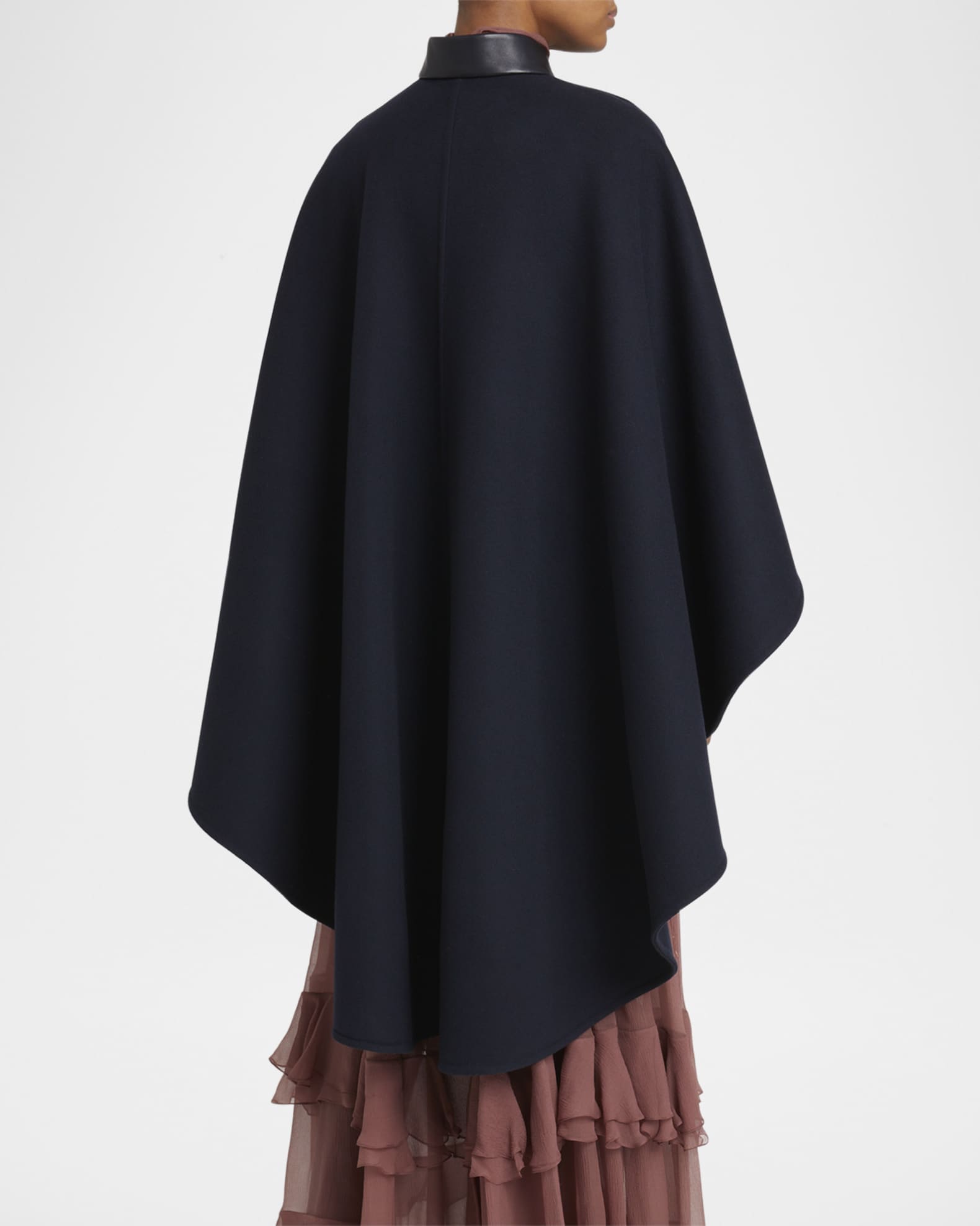 Chloe Leather Strap Double Face Wool Cape | Neiman Marcus
