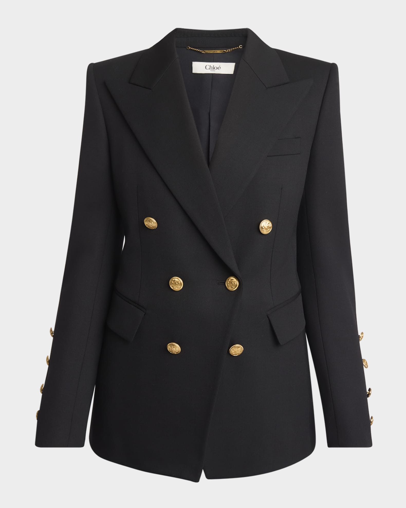 Chloe Double Breasted Wool Grain De Poudre Blazer Neiman Marcus
