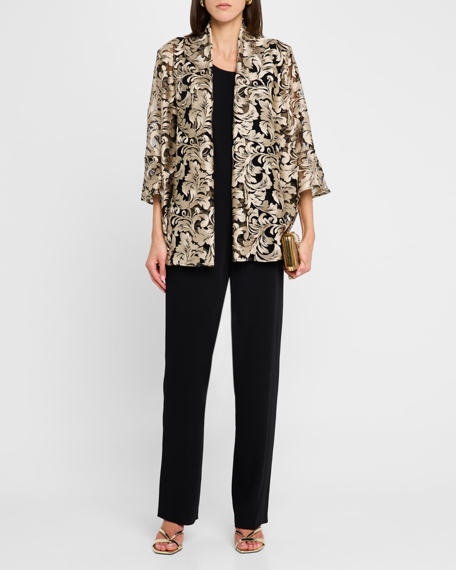 Caroline Rose Open-Front Embroidered Lace Jacket | Neiman Marcus