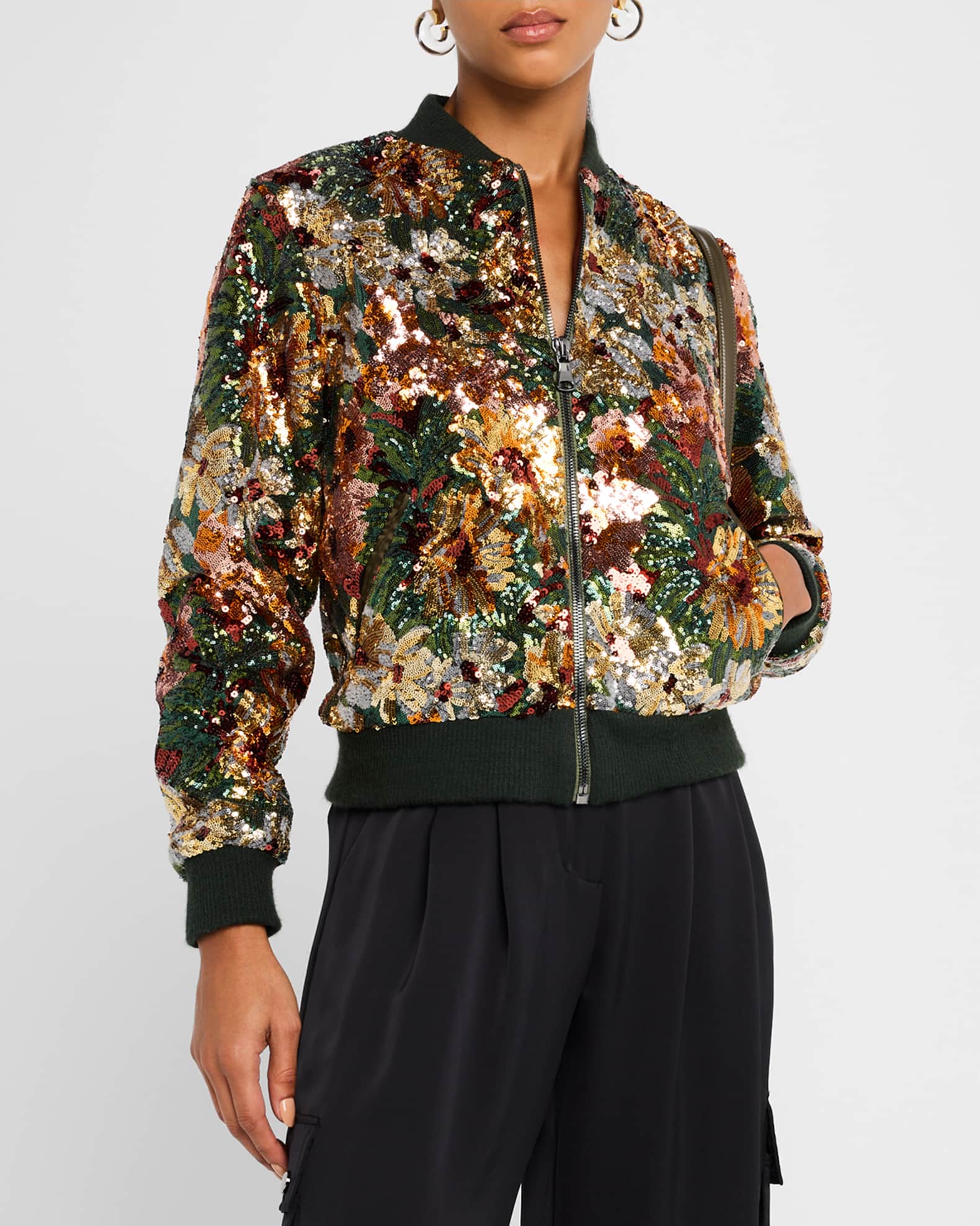 Le Superbe Floral Sequined Bomber Jacket | Neiman Marcus