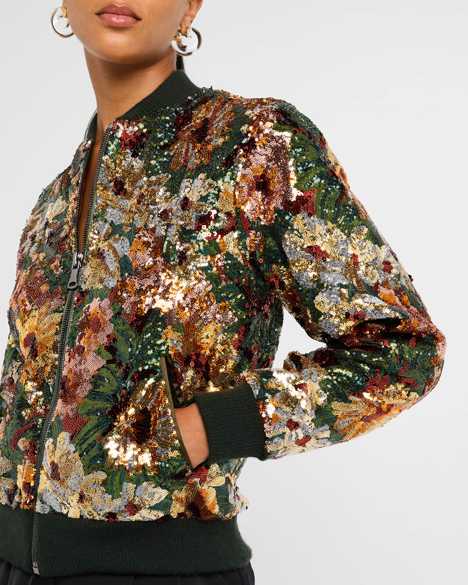 Le Superbe Floral Sequined Bomber Jacket | Neiman Marcus