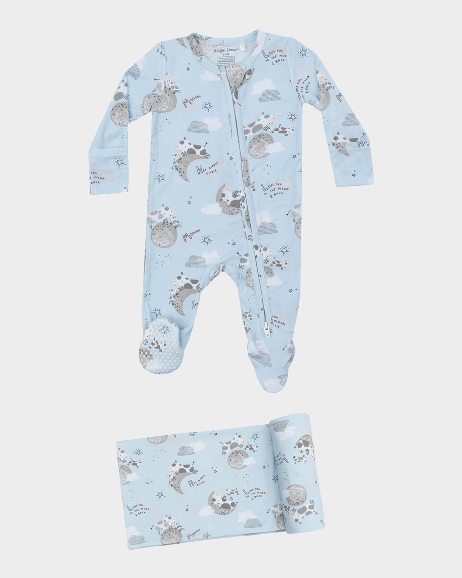 Angel Dear Kid's I Love You To The Moon And Cows Printed Footie W ...