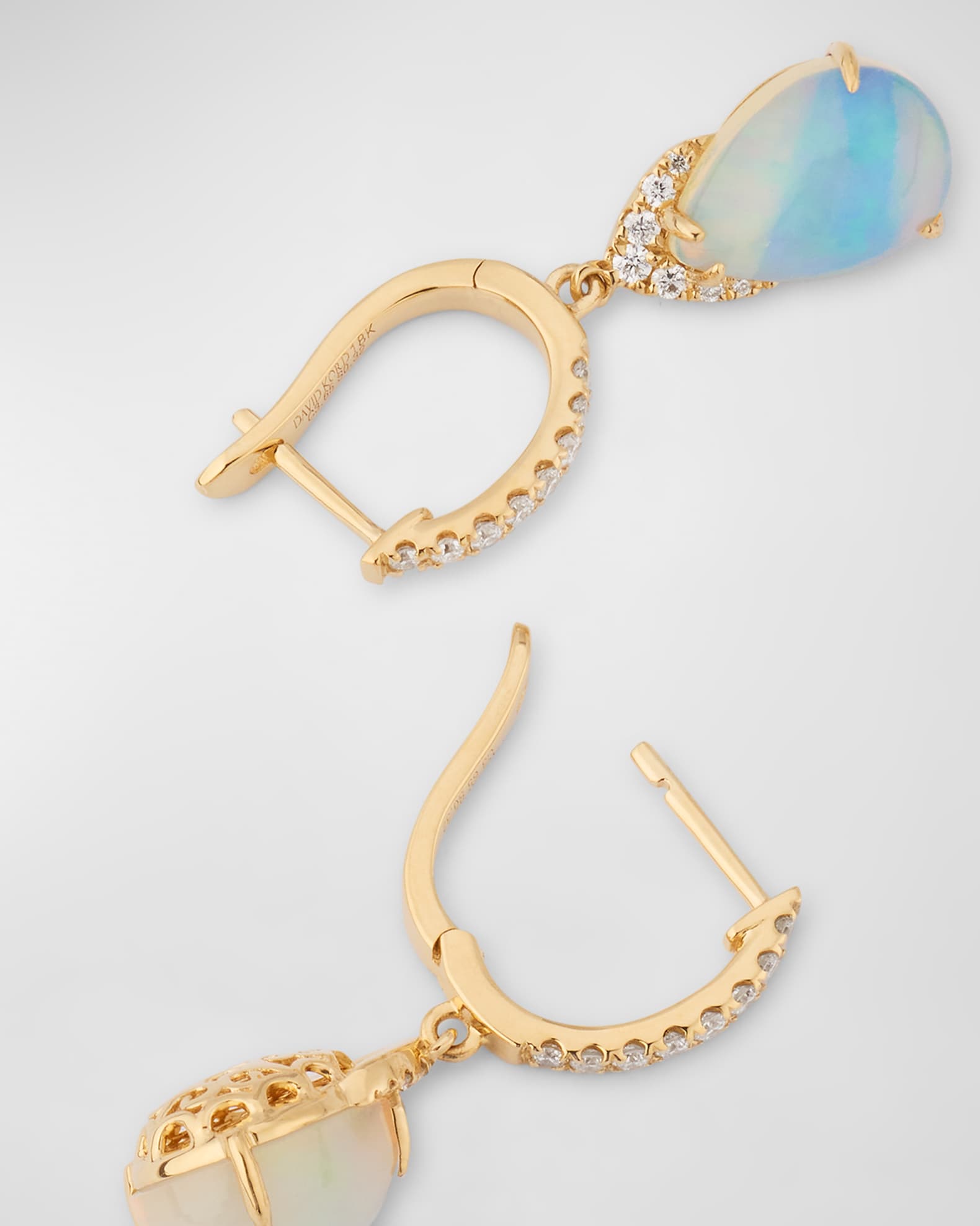 David Kord 18K Yellow Gold Pear Shaped Opal Earrings, 11x8mm | Neiman Marcus