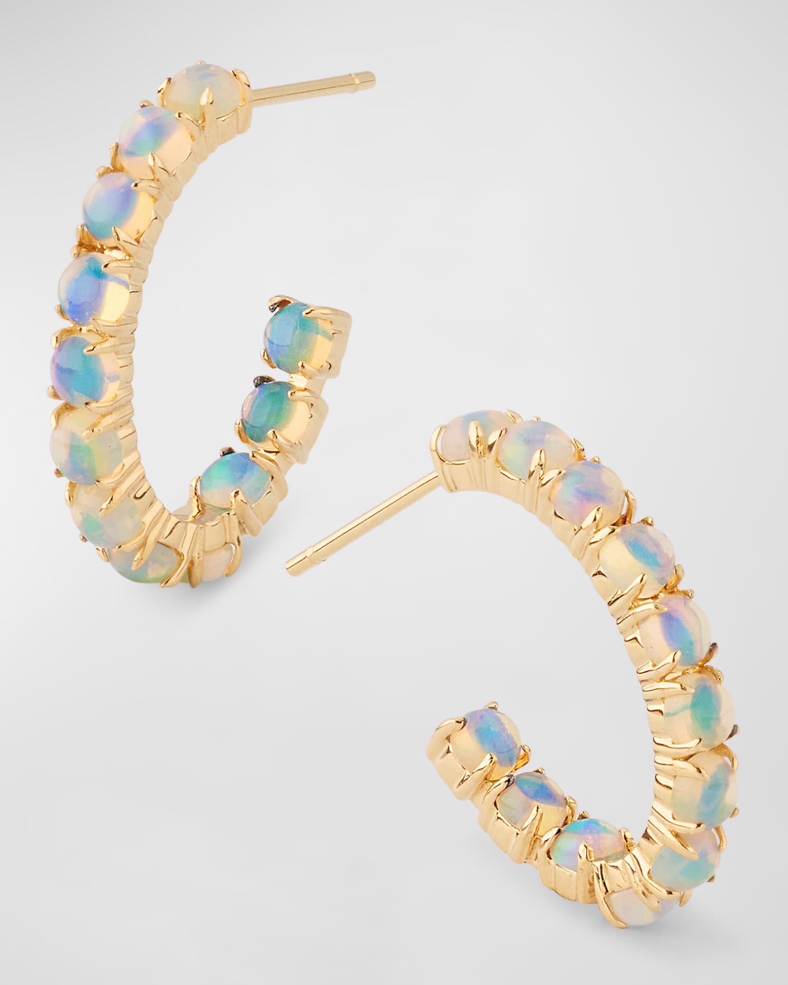David Kord 18K Gold Round Opal Earrings, 3mm | Neiman Marcus