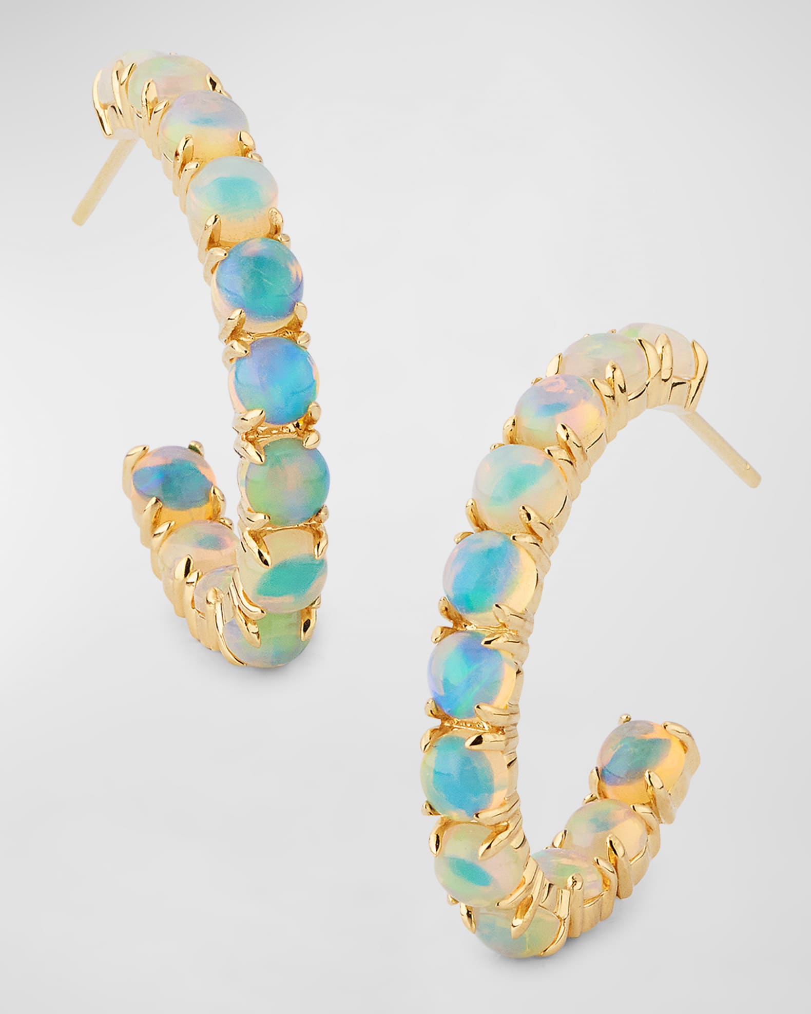 David Kord 18K Gold Round Opal Earrings, 4mm | Neiman Marcus