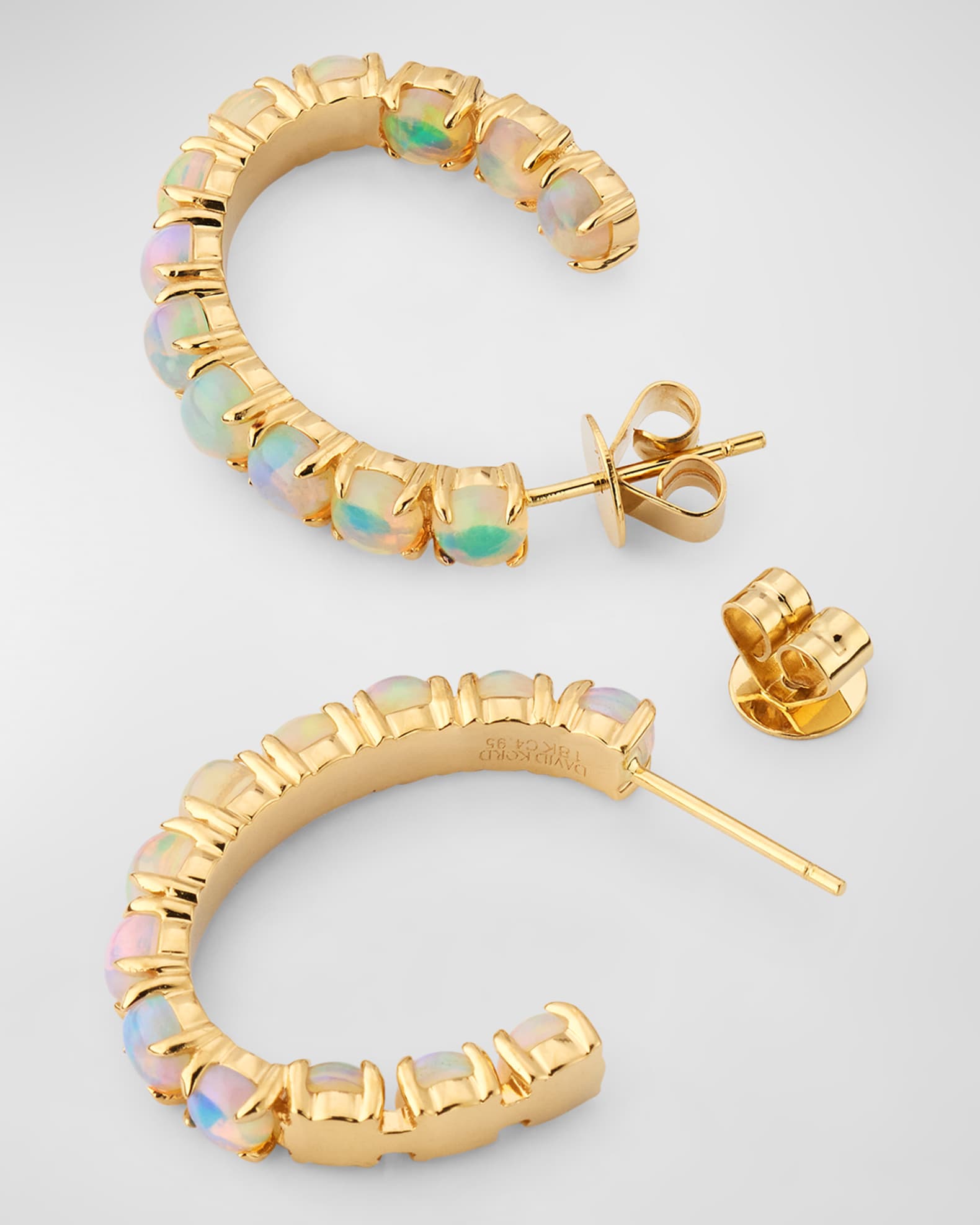 David Kord 18K Gold Round Opal Earrings, 4mm | Neiman Marcus