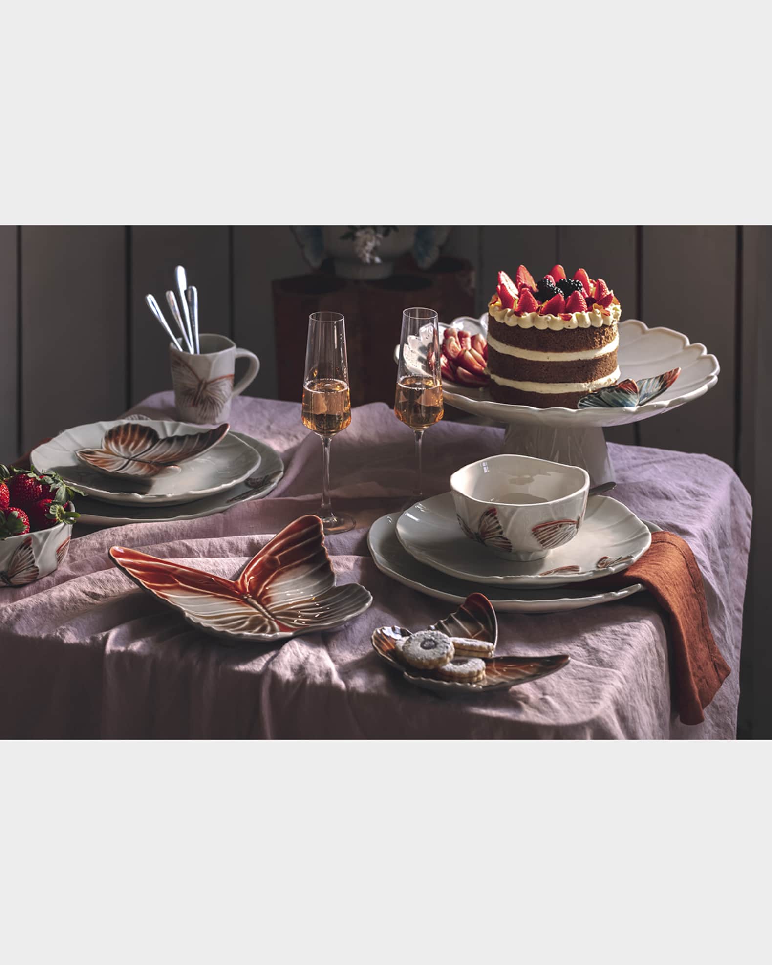 Bordallo Pinheiro Cloudy Butterflies Dinner Plates by Claudia Schiffer ...