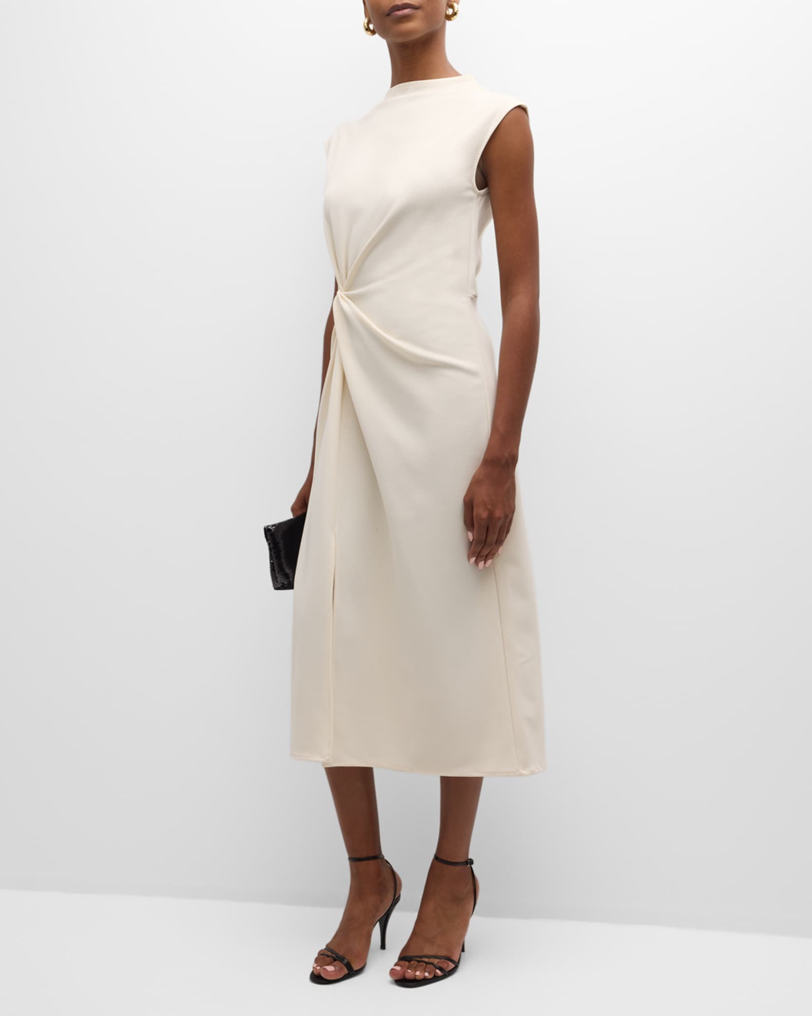 Tanya Taylor Robinella Knotted Cap-Sleeve Midi Dress | Neiman Marcus