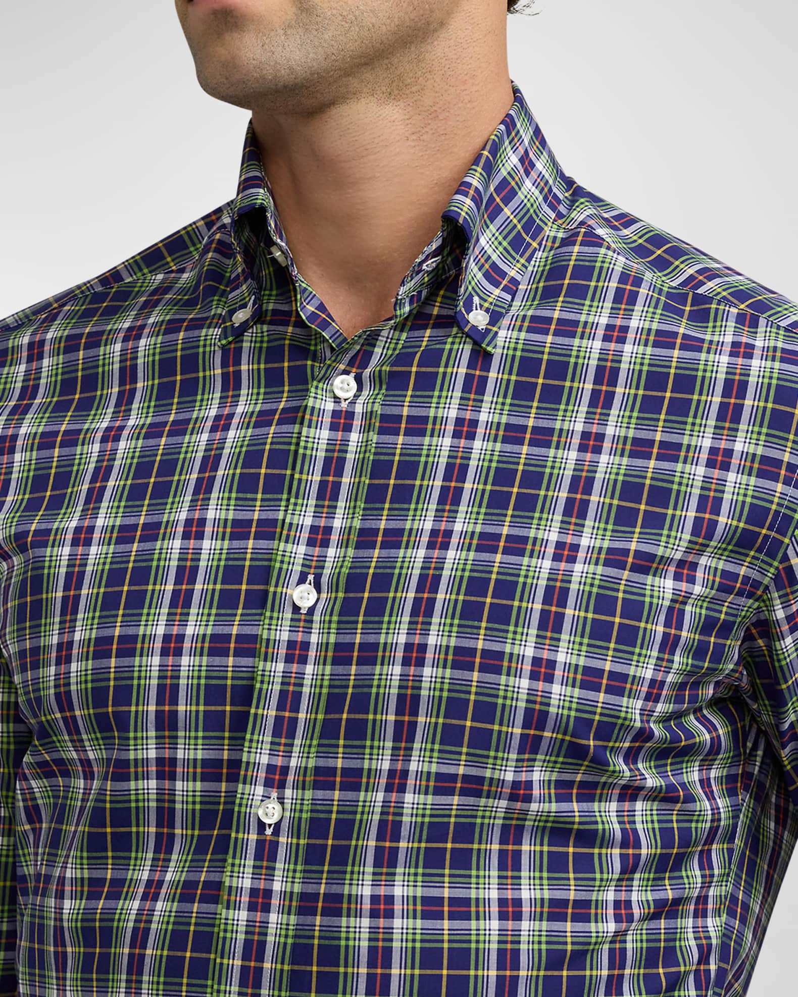 Ralph Lauren Purple Label Men's Cameron Plaid Poplin Shirt | Neiman Marcus
