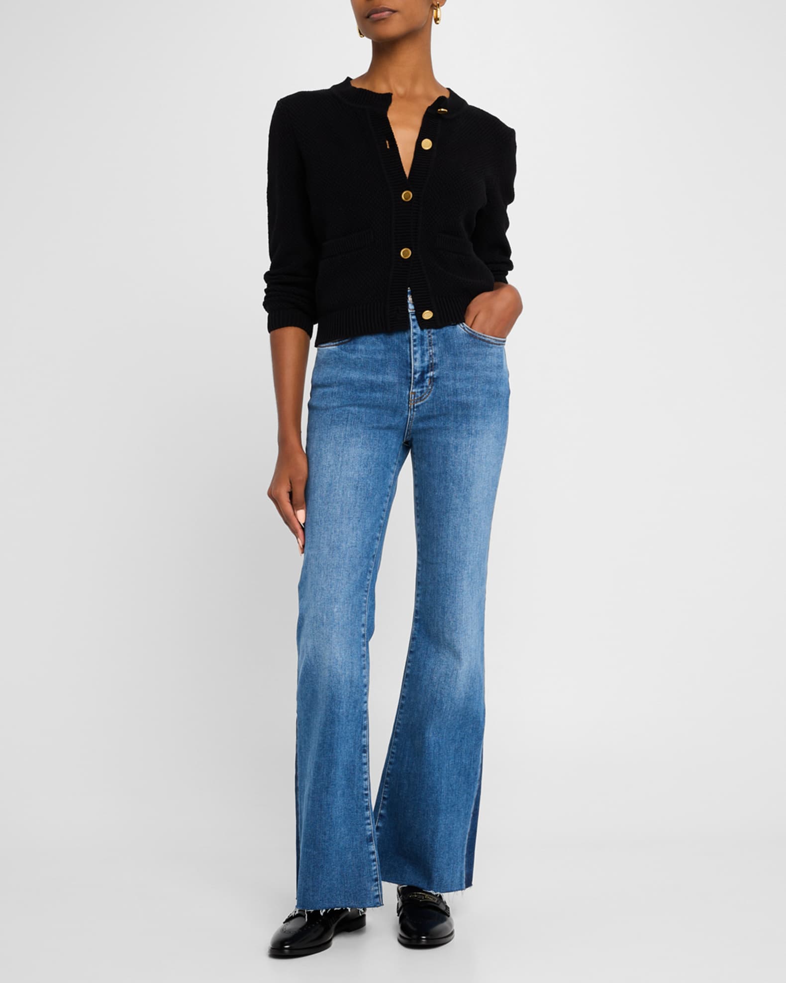 FRAME Le Easy Flare Outseam Insert Jeans | Neiman Marcus