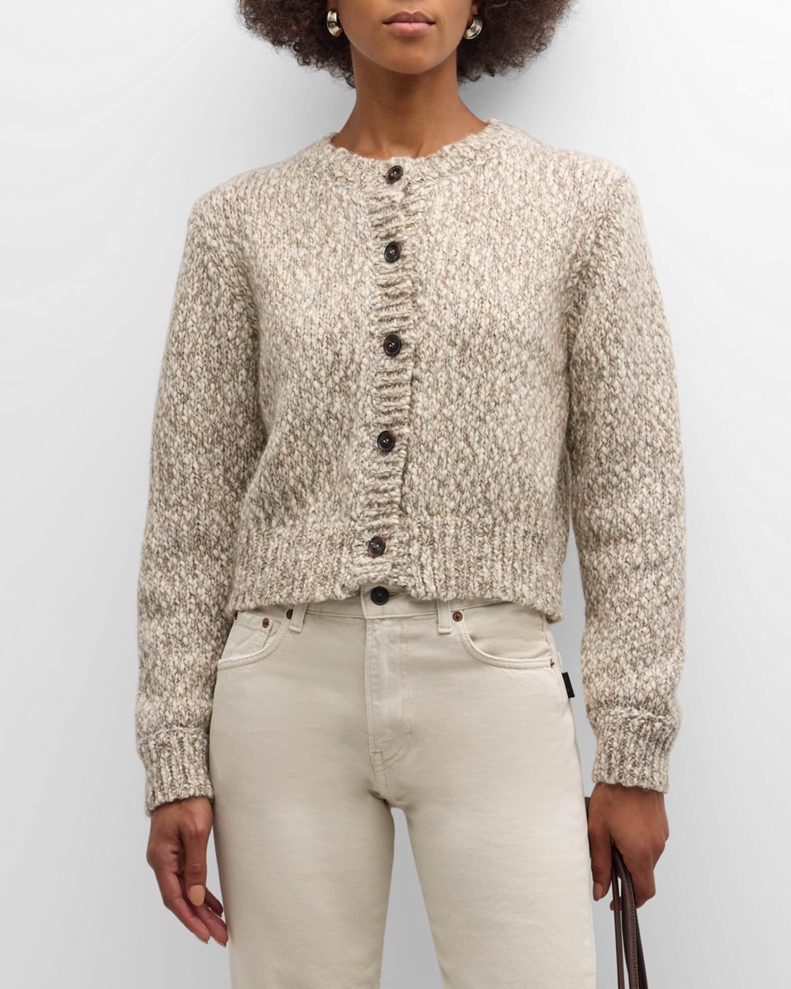 FRAME Marled Button-Down Cardigan | Neiman Marcus