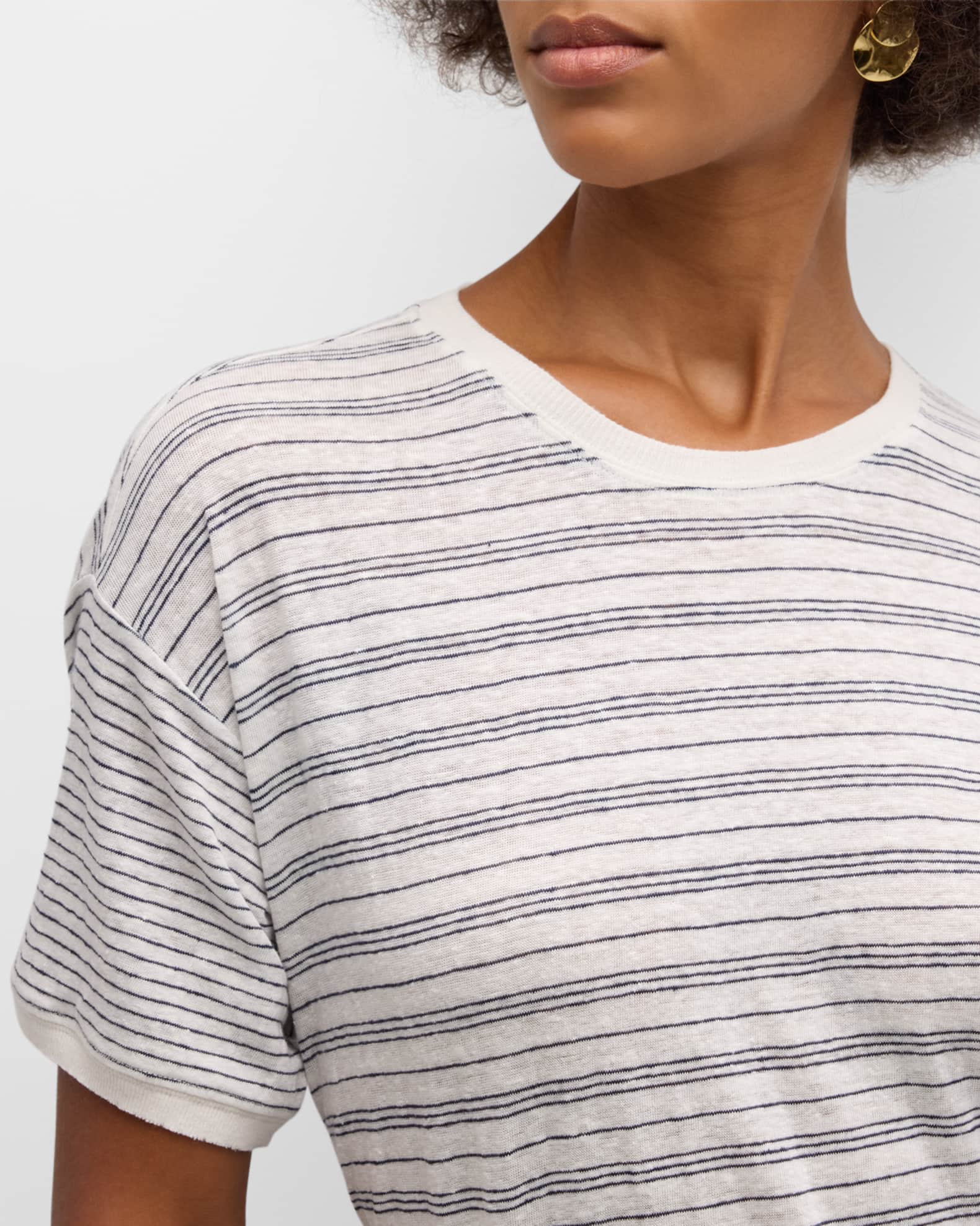 FRAME Crewneck Linen Tee | Neiman Marcus