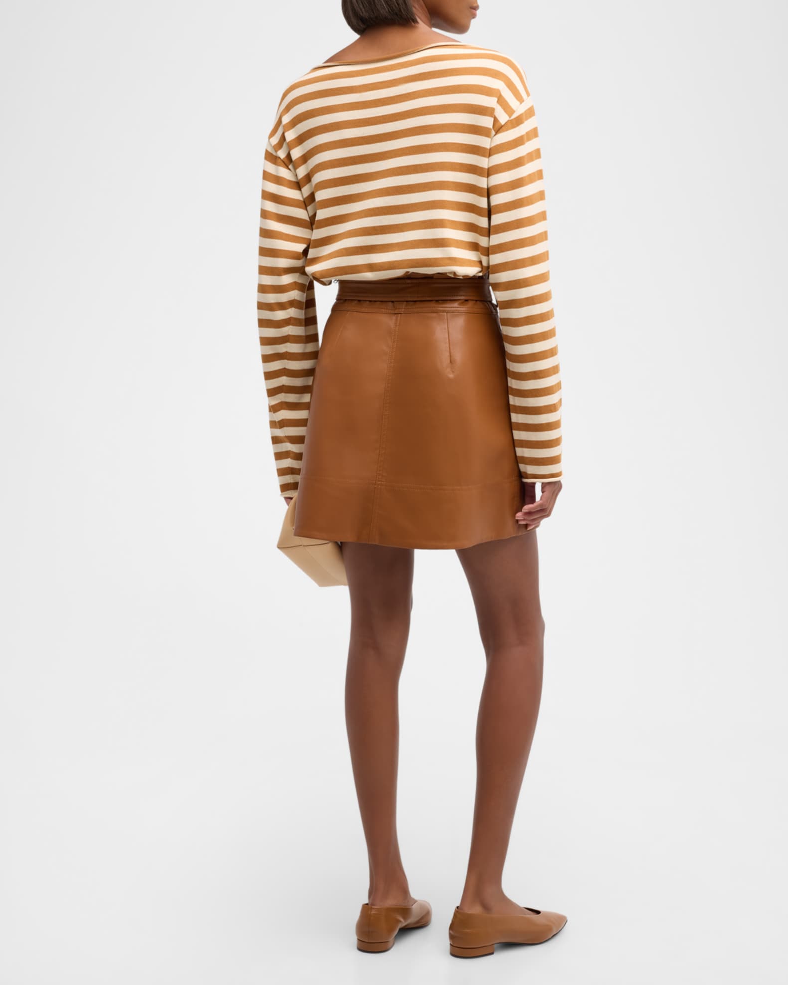 Tanya Taylor Courtney Belted Vegan Leather Mini Skirt | Neiman Marcus