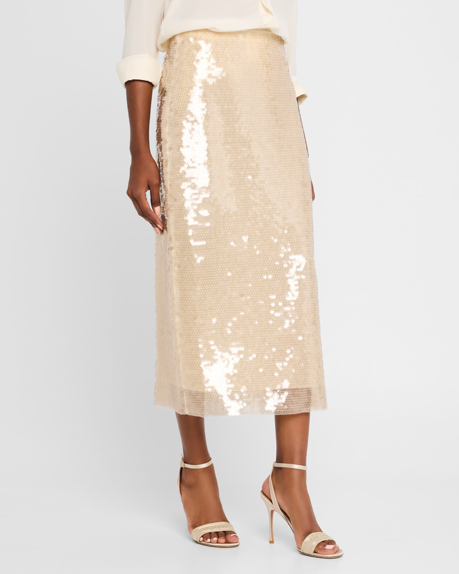 Tanya Taylor Kiah Sequin Midi Skirt | Neiman Marcus