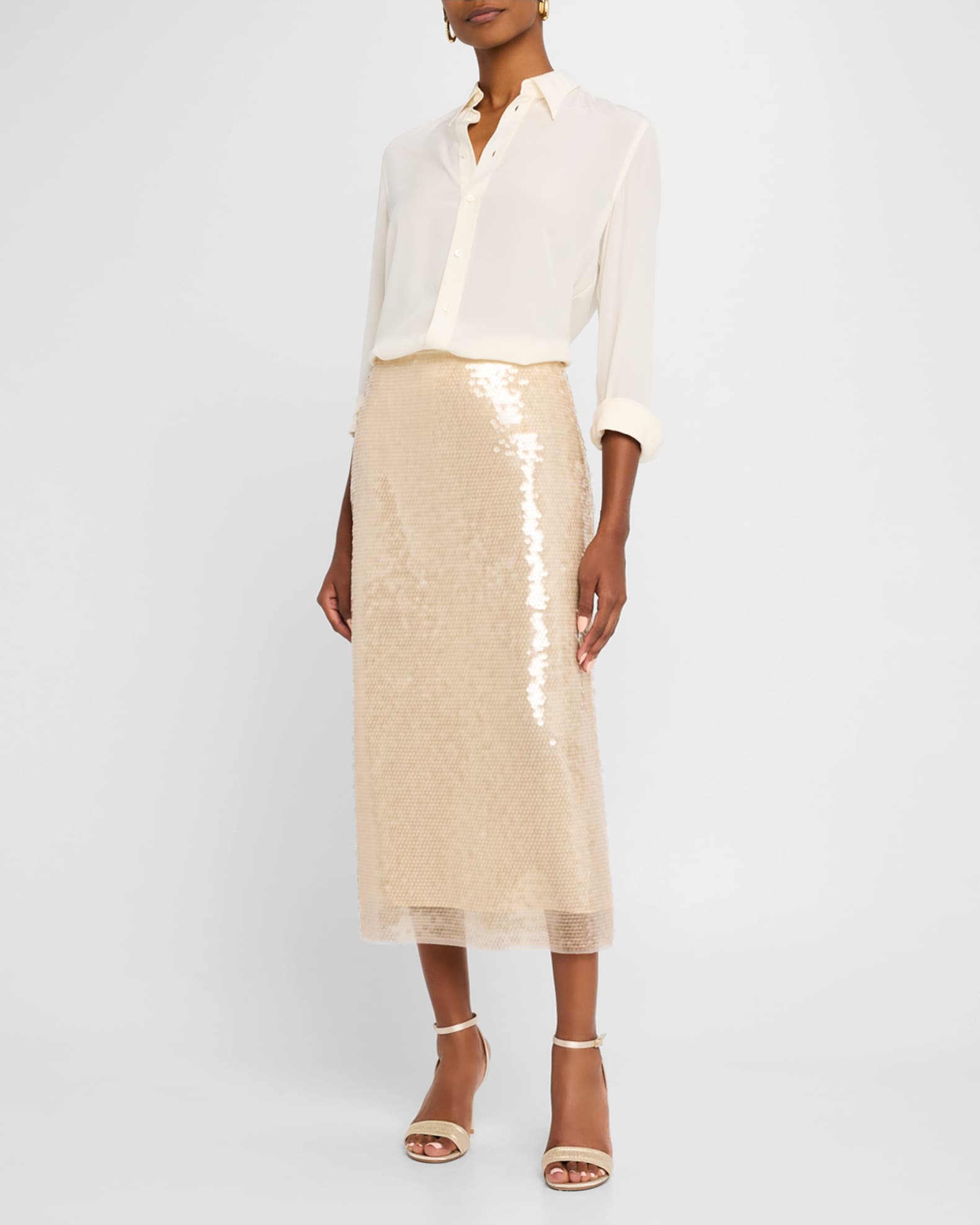 Tanya Taylor Kiah Sequin Midi Skirt | Neiman Marcus