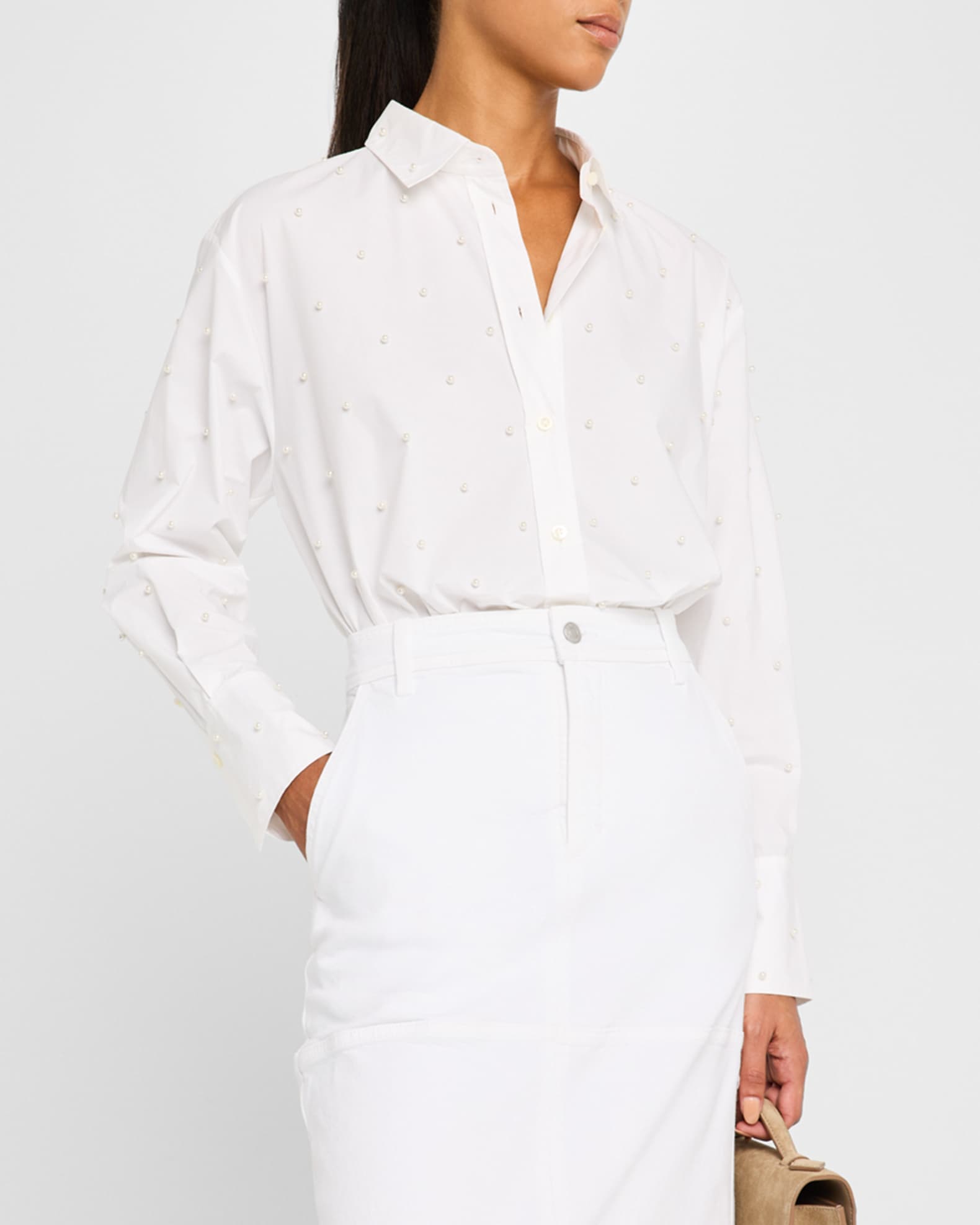 FRAME The Oversized Pearl Shirt | Neiman Marcus