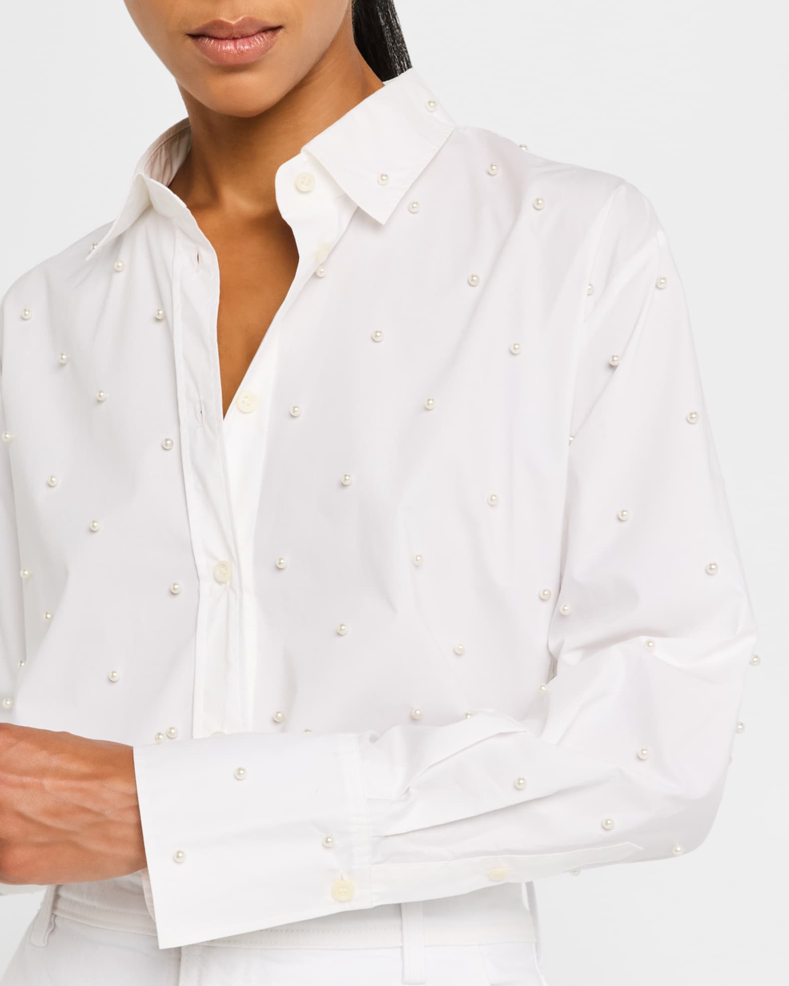 FRAME The Oversized Pearl Shirt | Neiman Marcus
