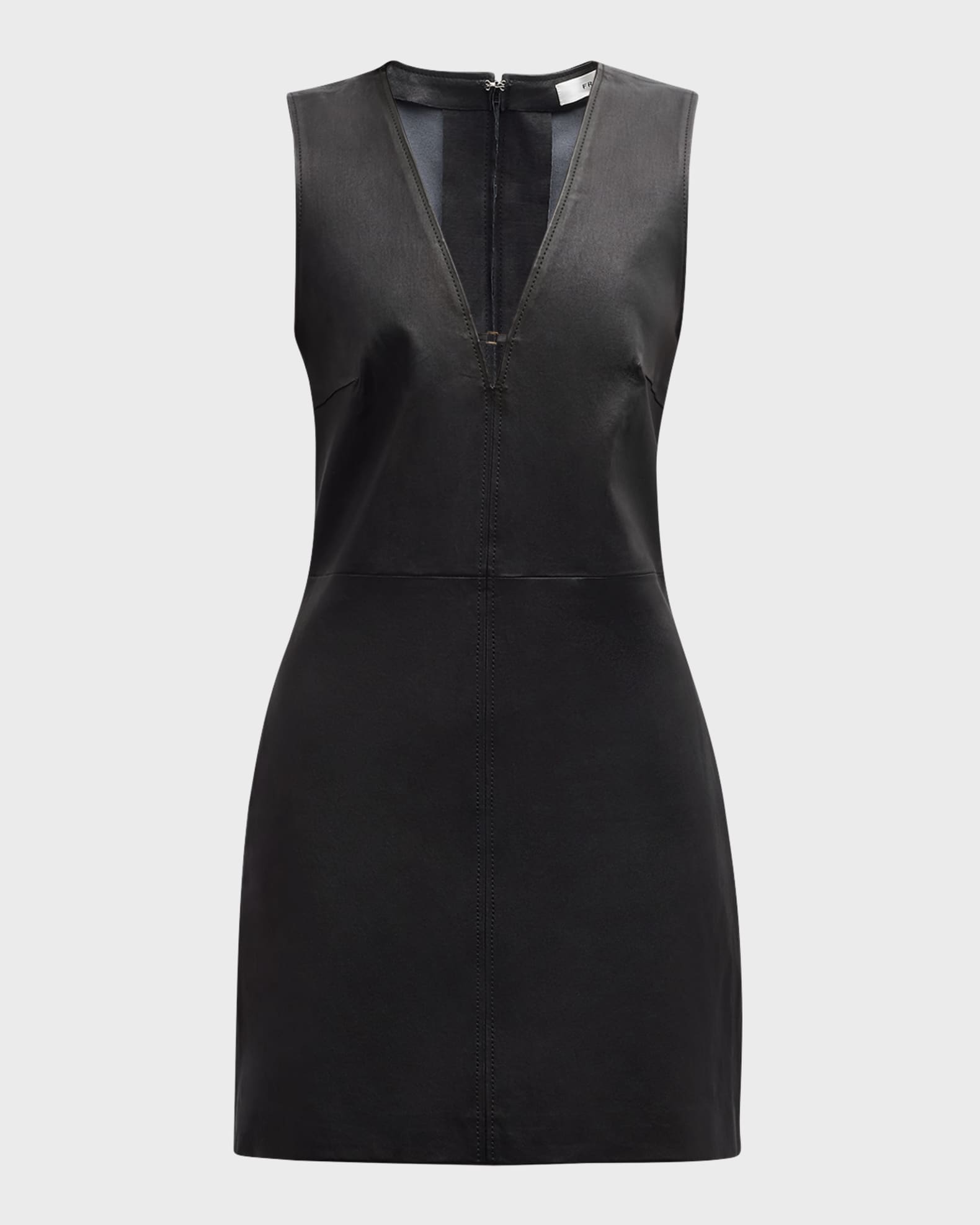 FRAME Leather Keyhole Mini Dress | Neiman Marcus