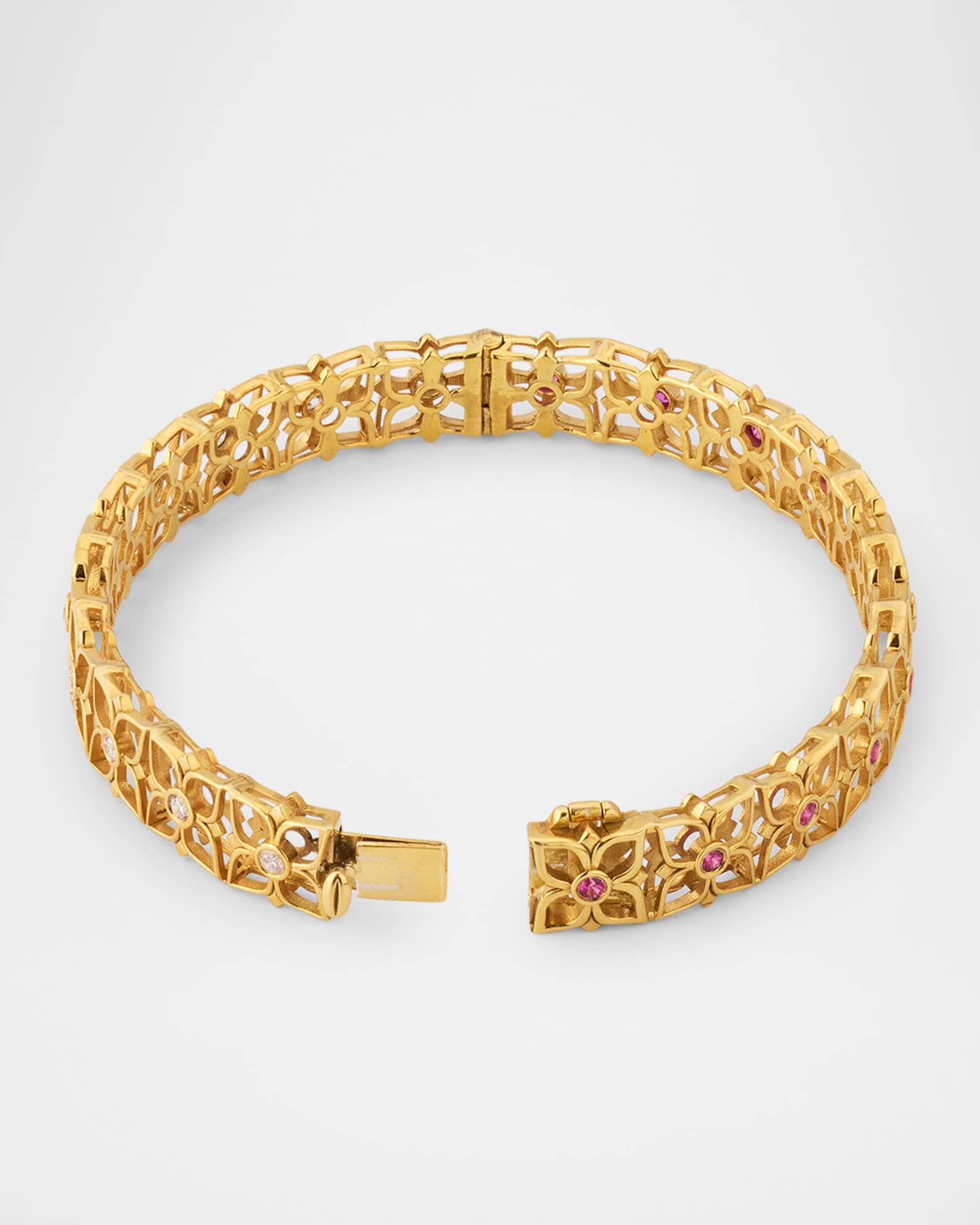 ruby and diamond gold bangle