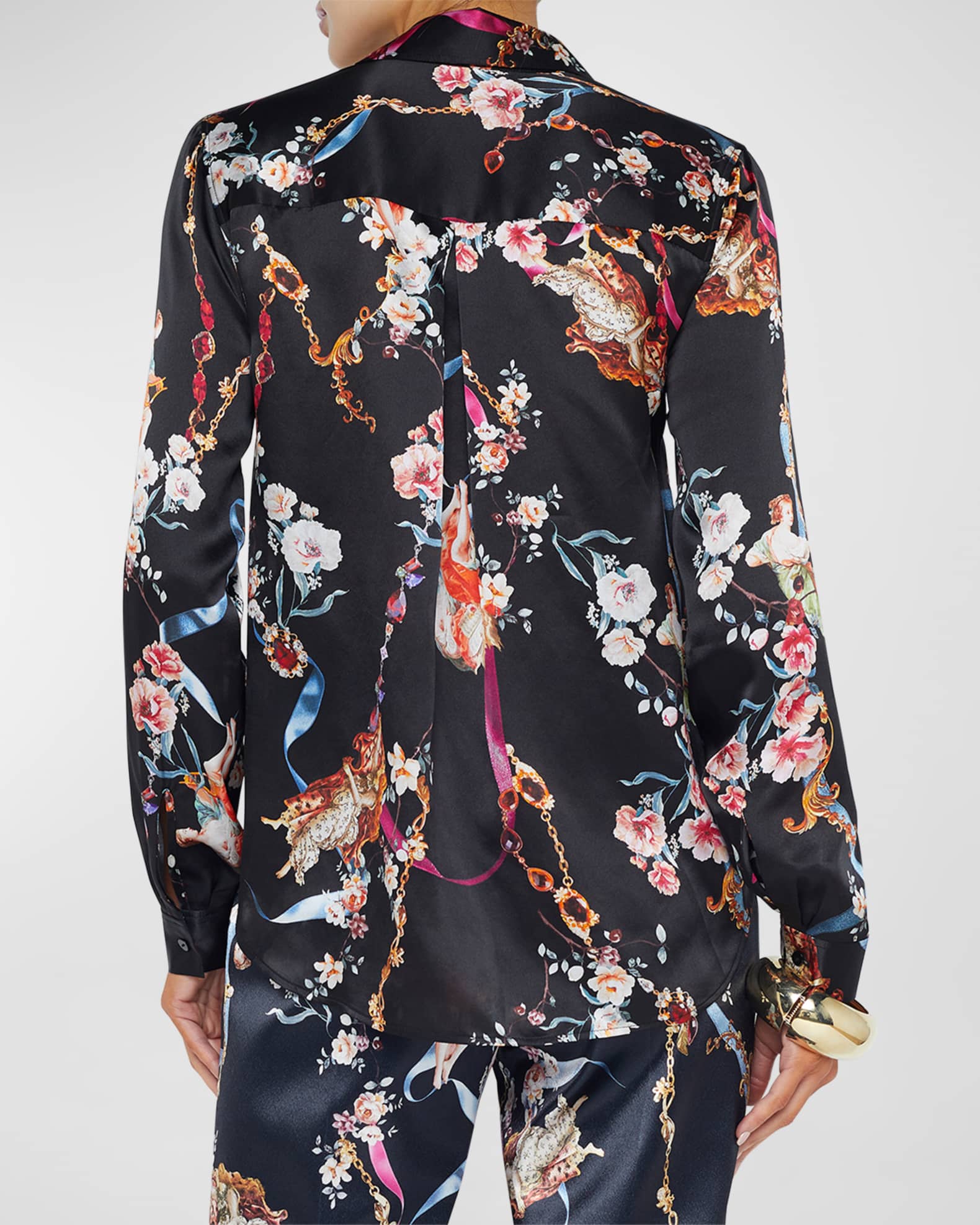 L'Agence Tyler Floral Silk Button-Front Blouse | Neiman Marcus