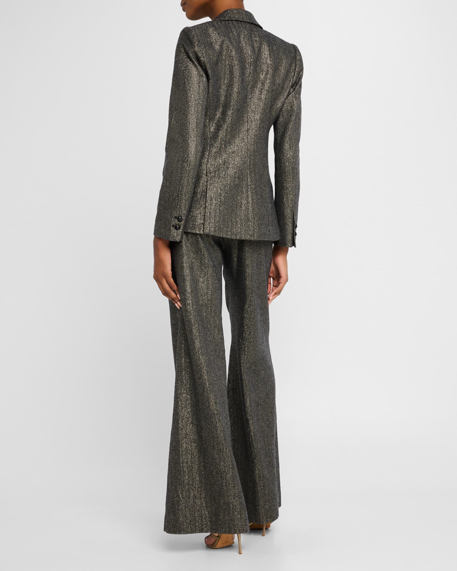 L'Agence Chamberlain Metallic Herringbone Single-Breasted Blazer ...