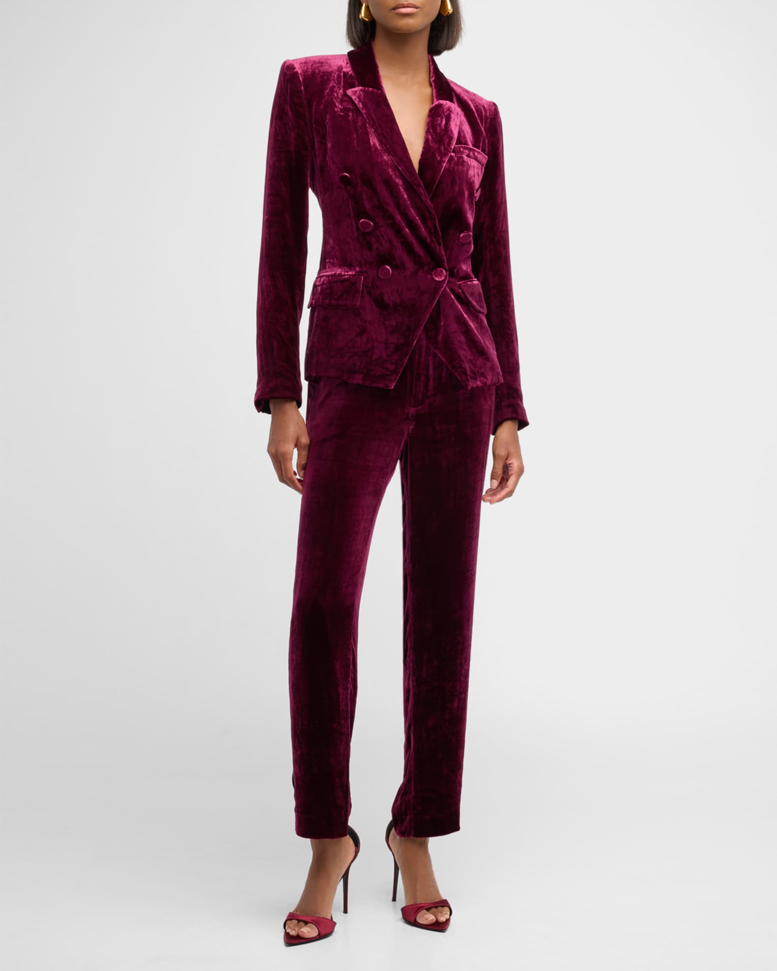L'Agence Kenzie Double-Breasted Velvet Blazer | Neiman Marcus