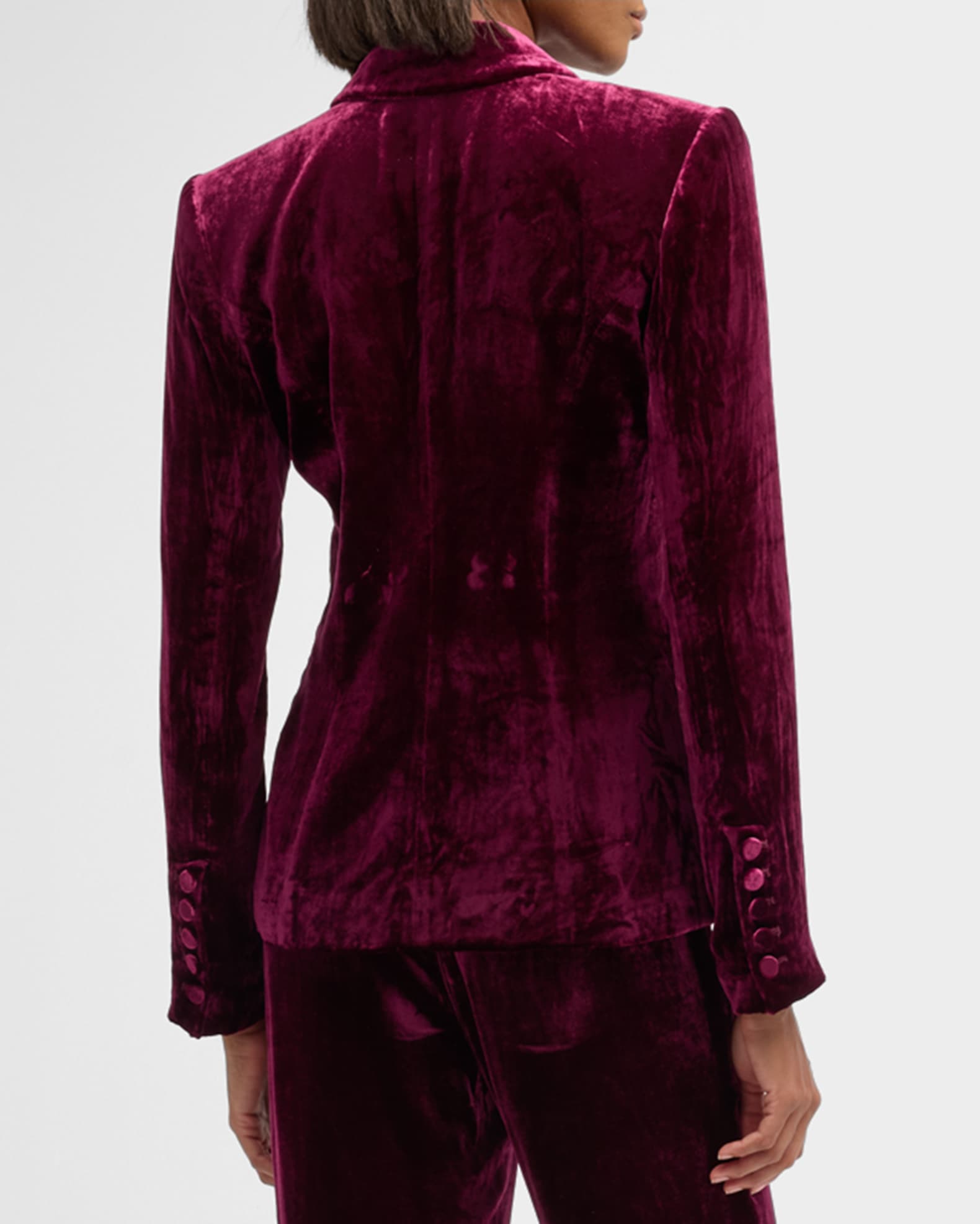 L'Agence Kenzie Double-Breasted Velvet Blazer | Neiman Marcus