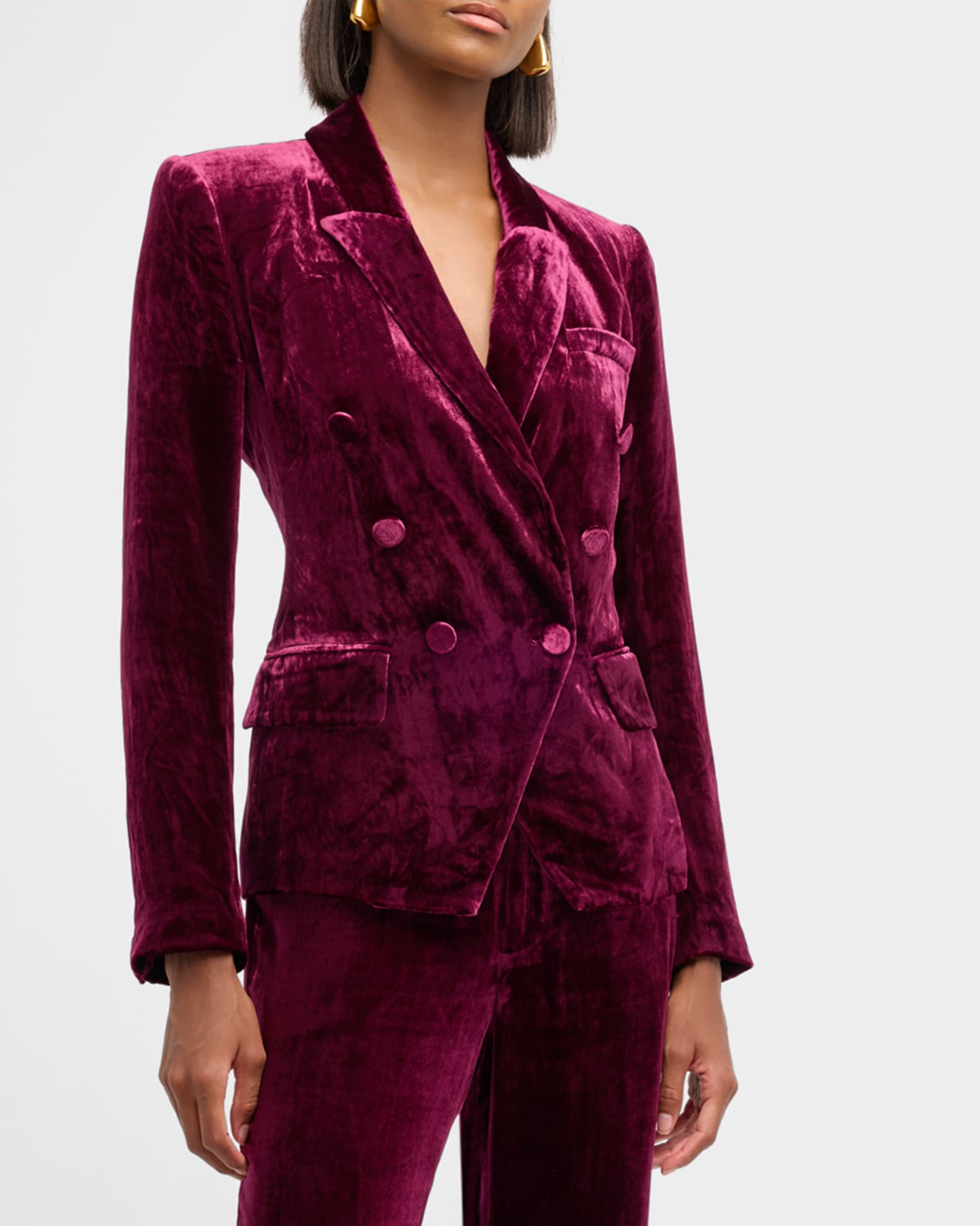 L'Agence Kenzie Double-Breasted Velvet Blazer | Neiman Marcus