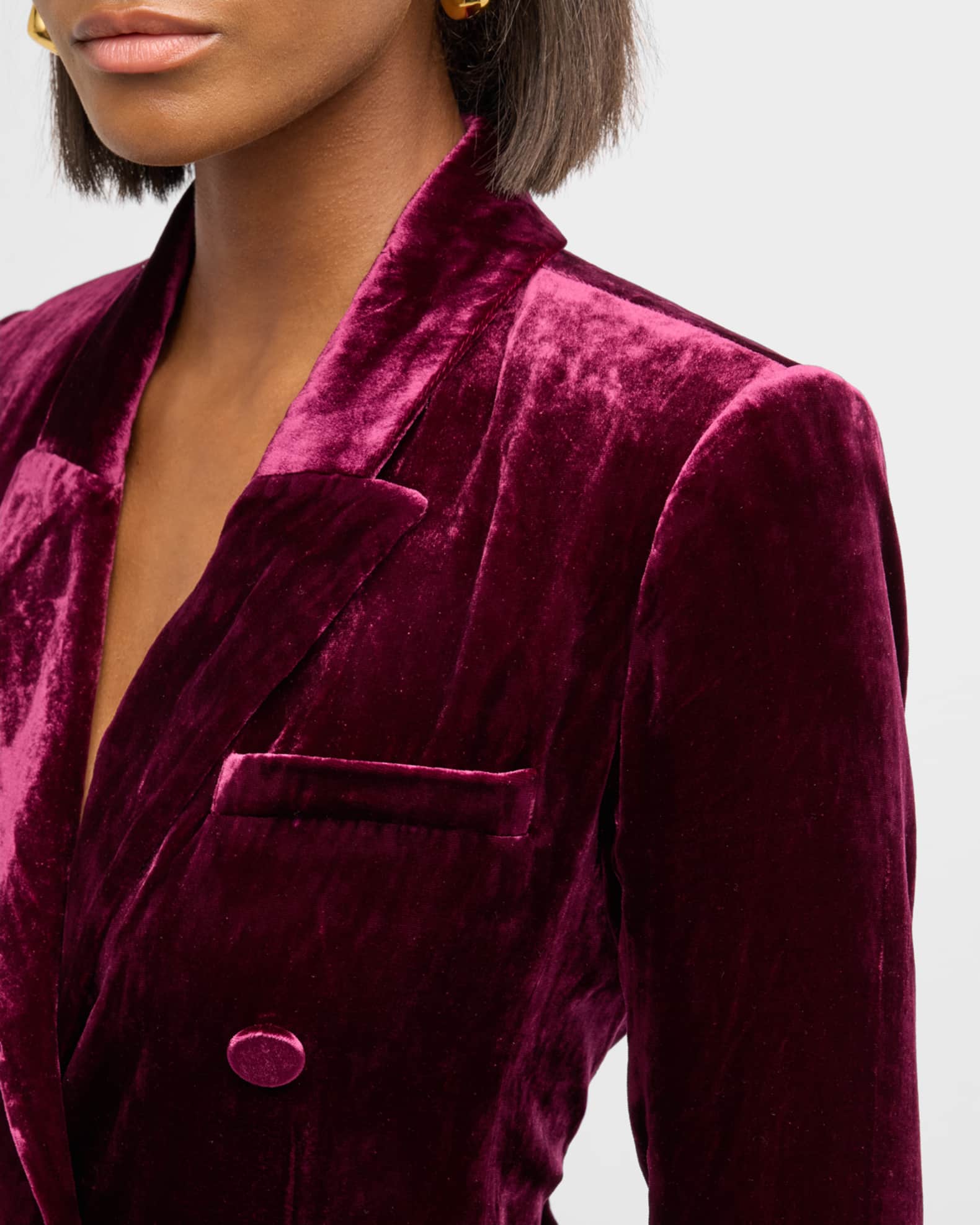 L'Agence Kenzie Double-Breasted Velvet Blazer | Neiman Marcus