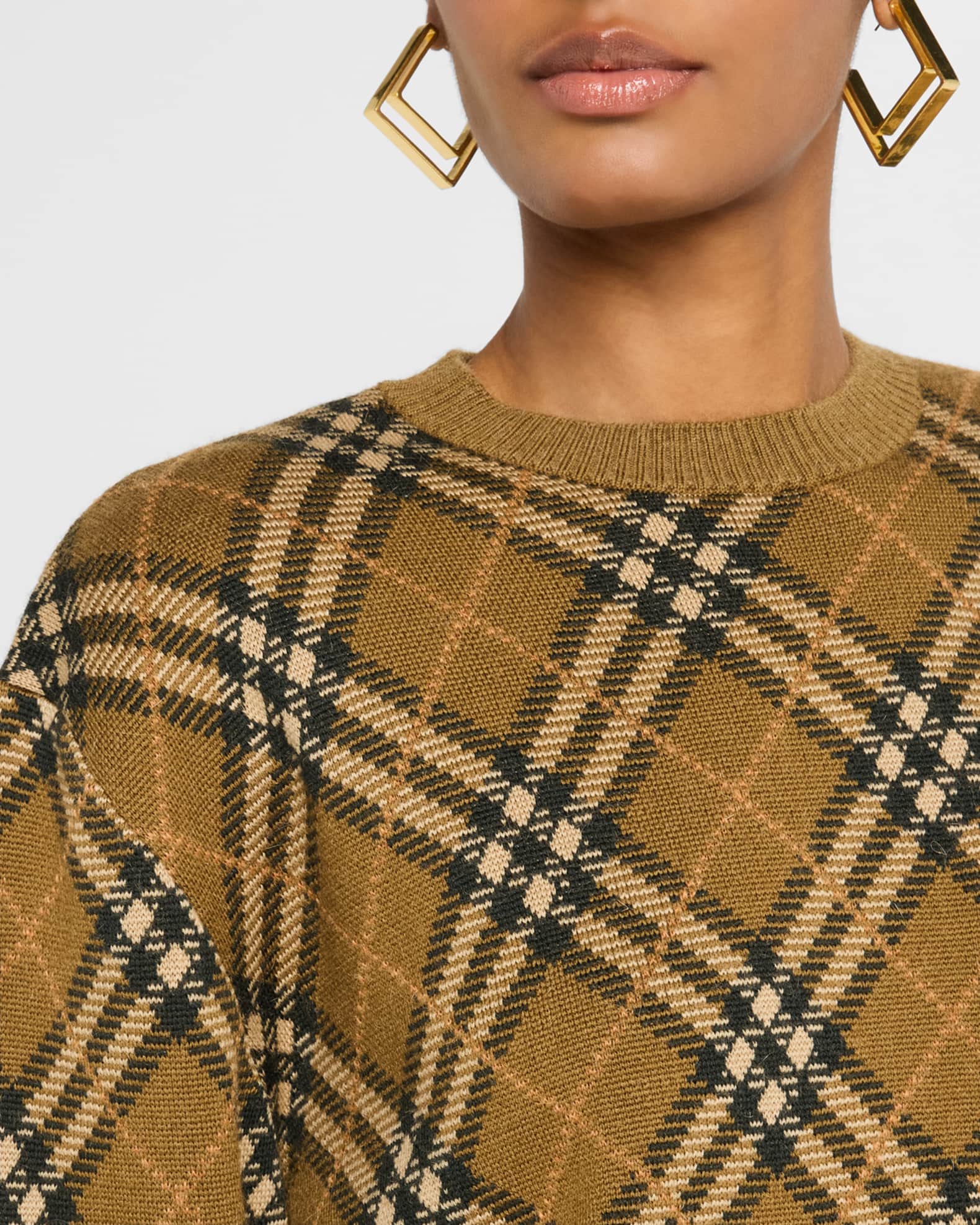 Burberry Wool Check Crewneck Sweater | Neiman Marcus