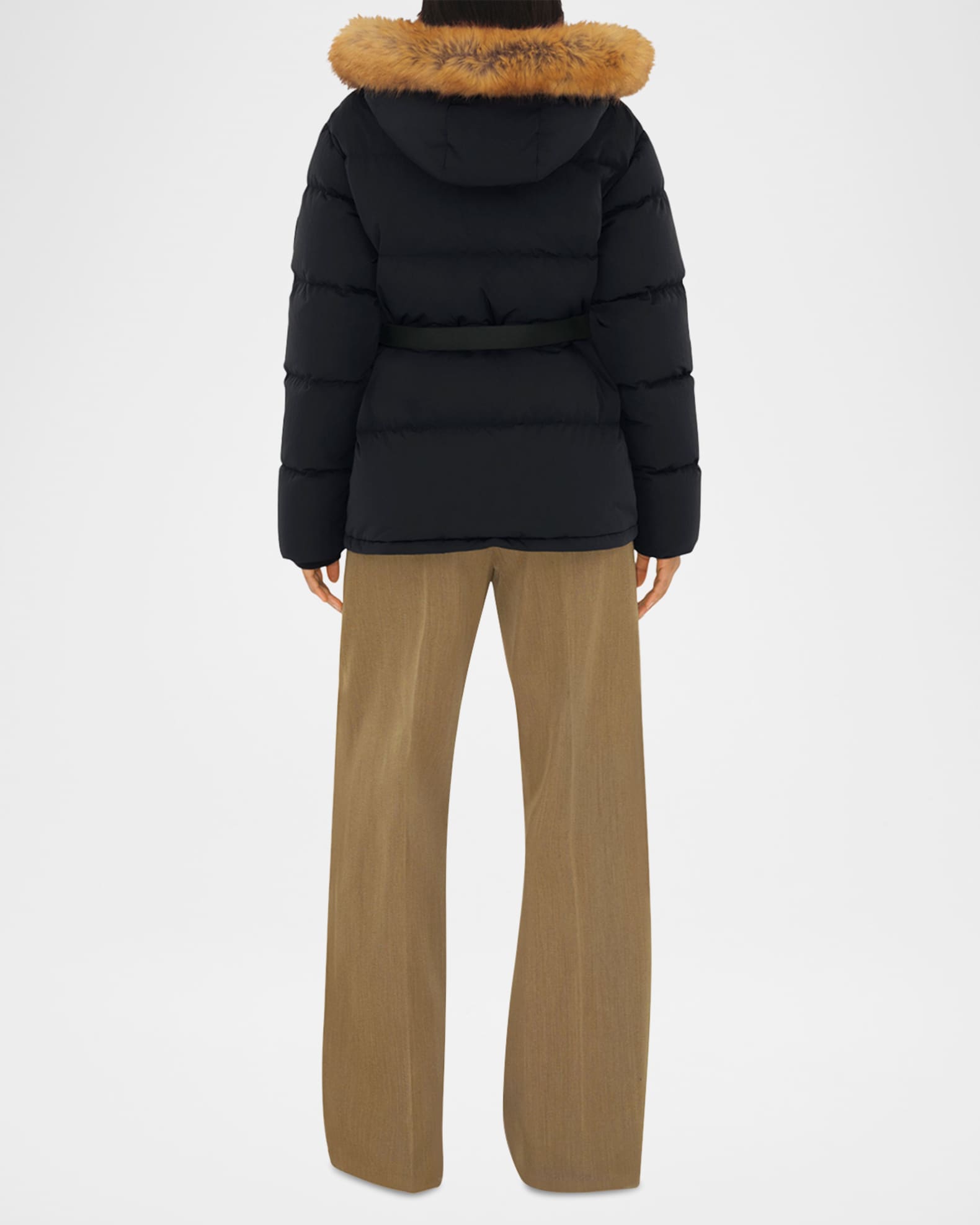 Burberry Belted Short Down Jacket With Detachable Hood | Neiman Marcus