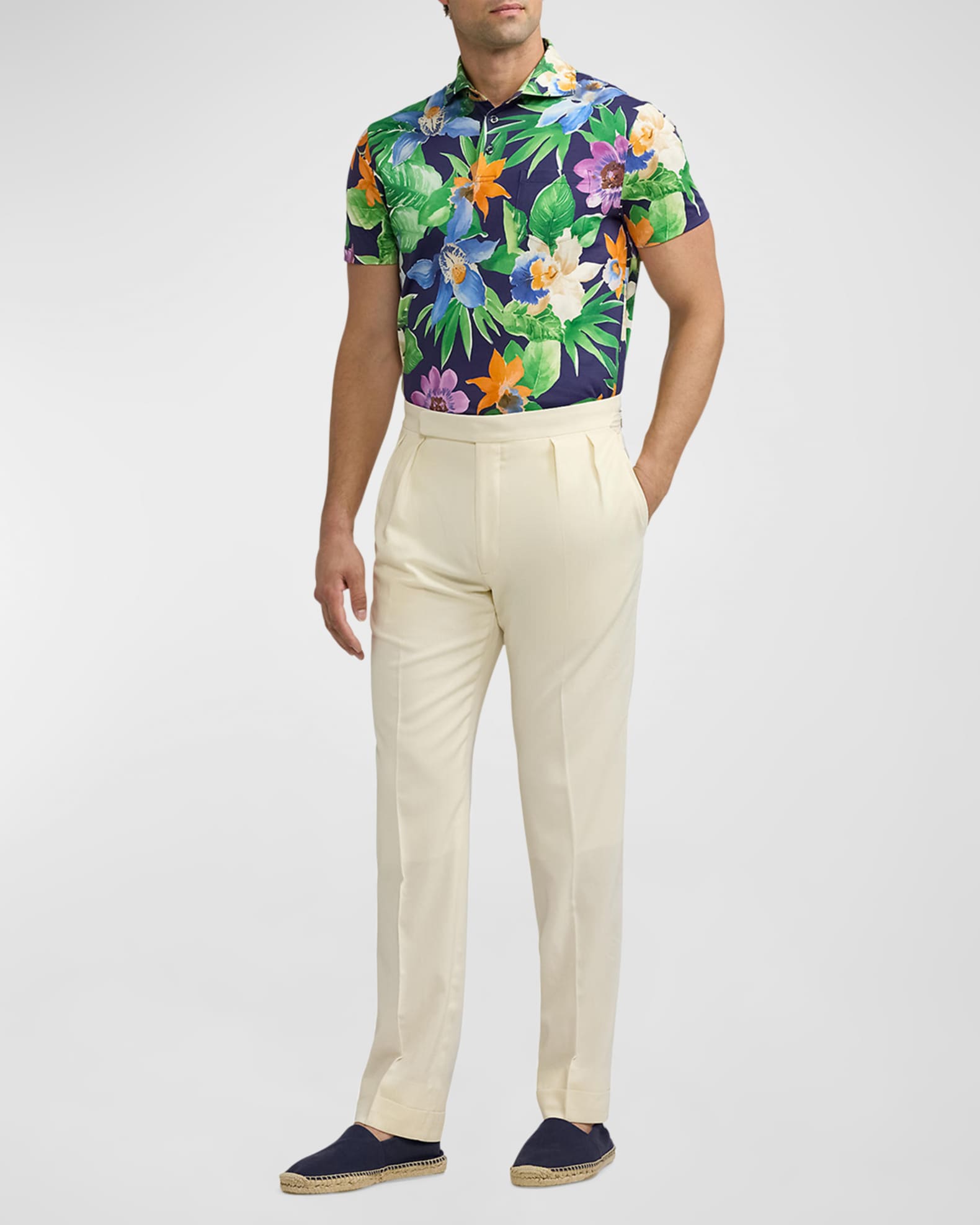 Ralph Lauren Purple Label Men's Tropical Jersey Polo Shirt | Neiman Marcus